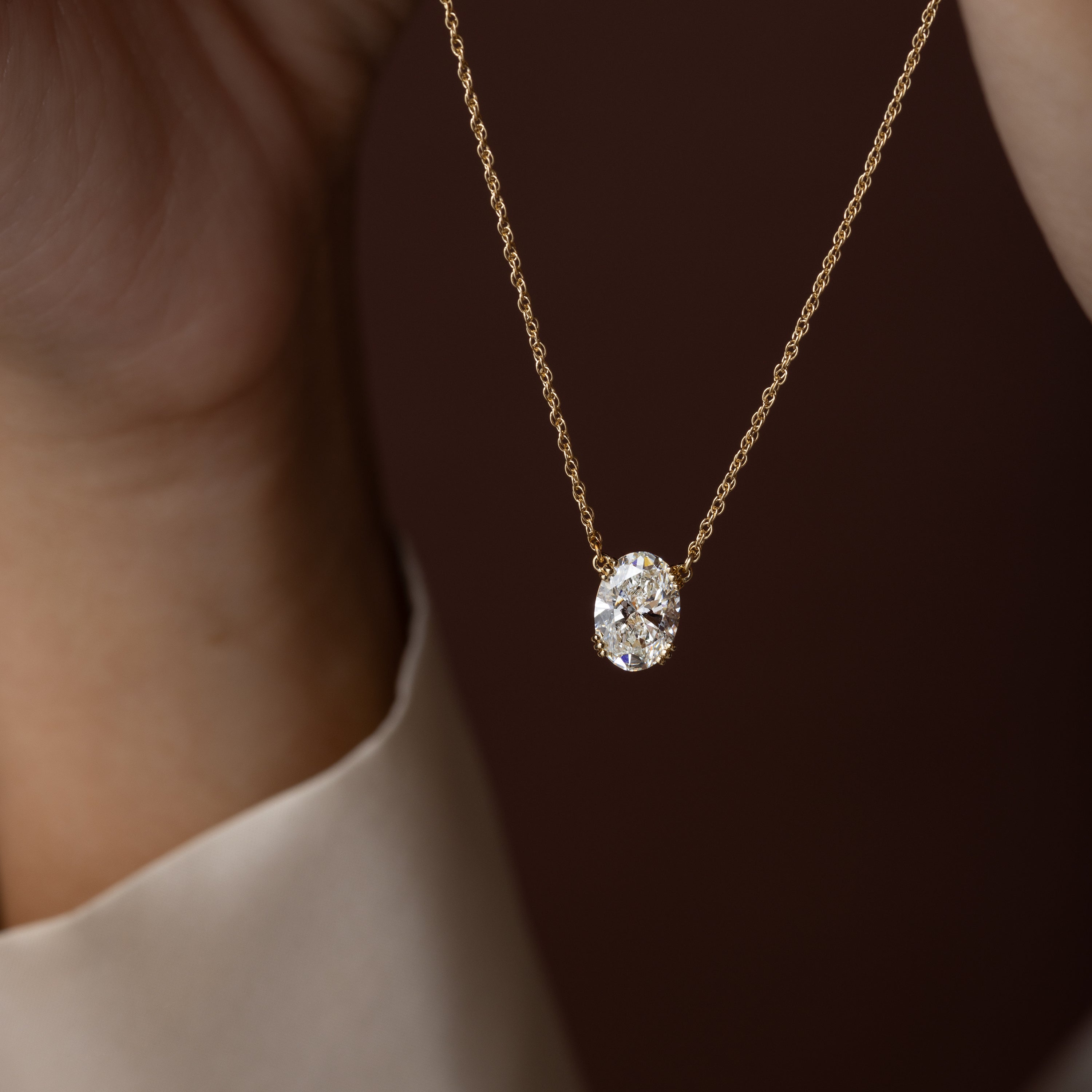 Threaded Necklace, 1.41ct. Lab-Grown Oval Cut | Melanie Casey Jewelry