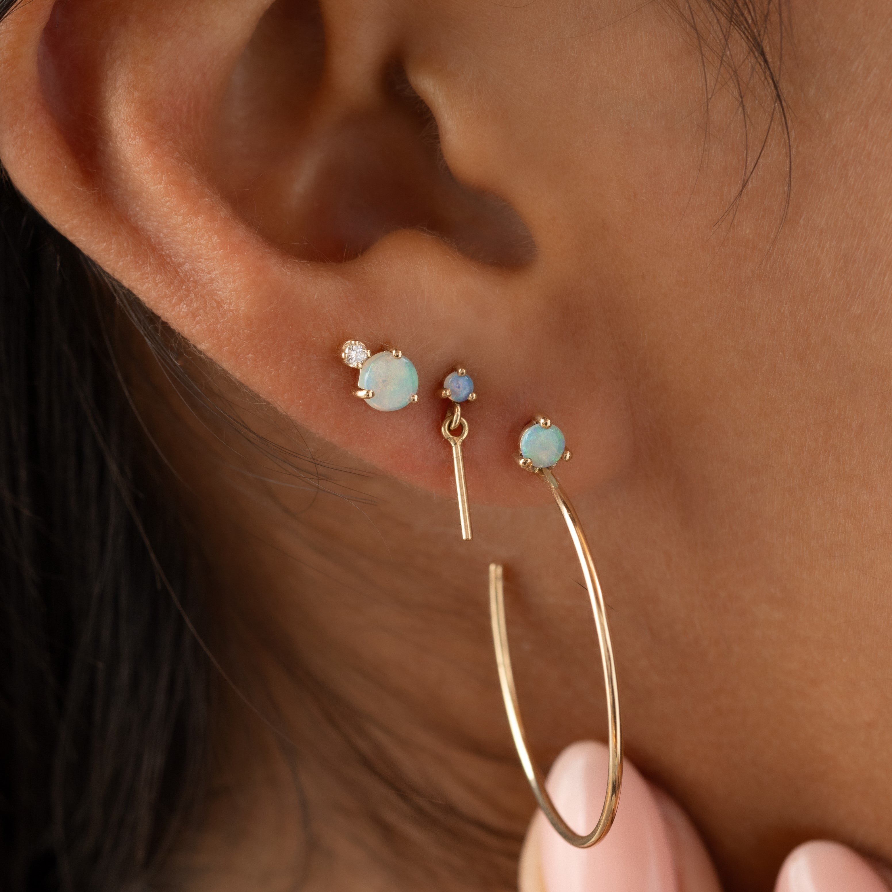 Large Opal Stud Hoops - In Stock | WWAKE | Melanie Casey Jewelry