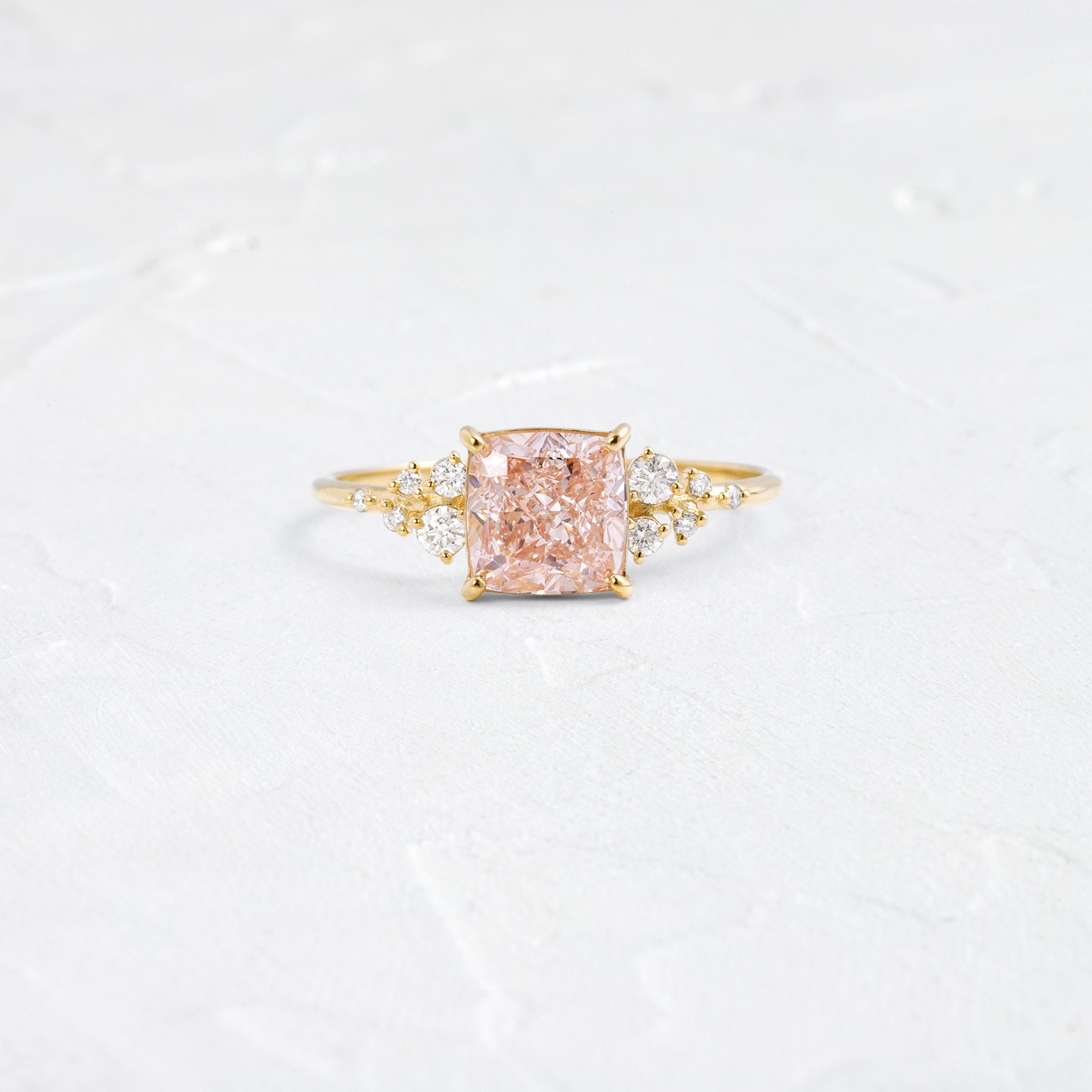 Snowdrift Ring, 1.52ct. Lab-Grown Cushion Cut Pink Diamond | Melanie ...