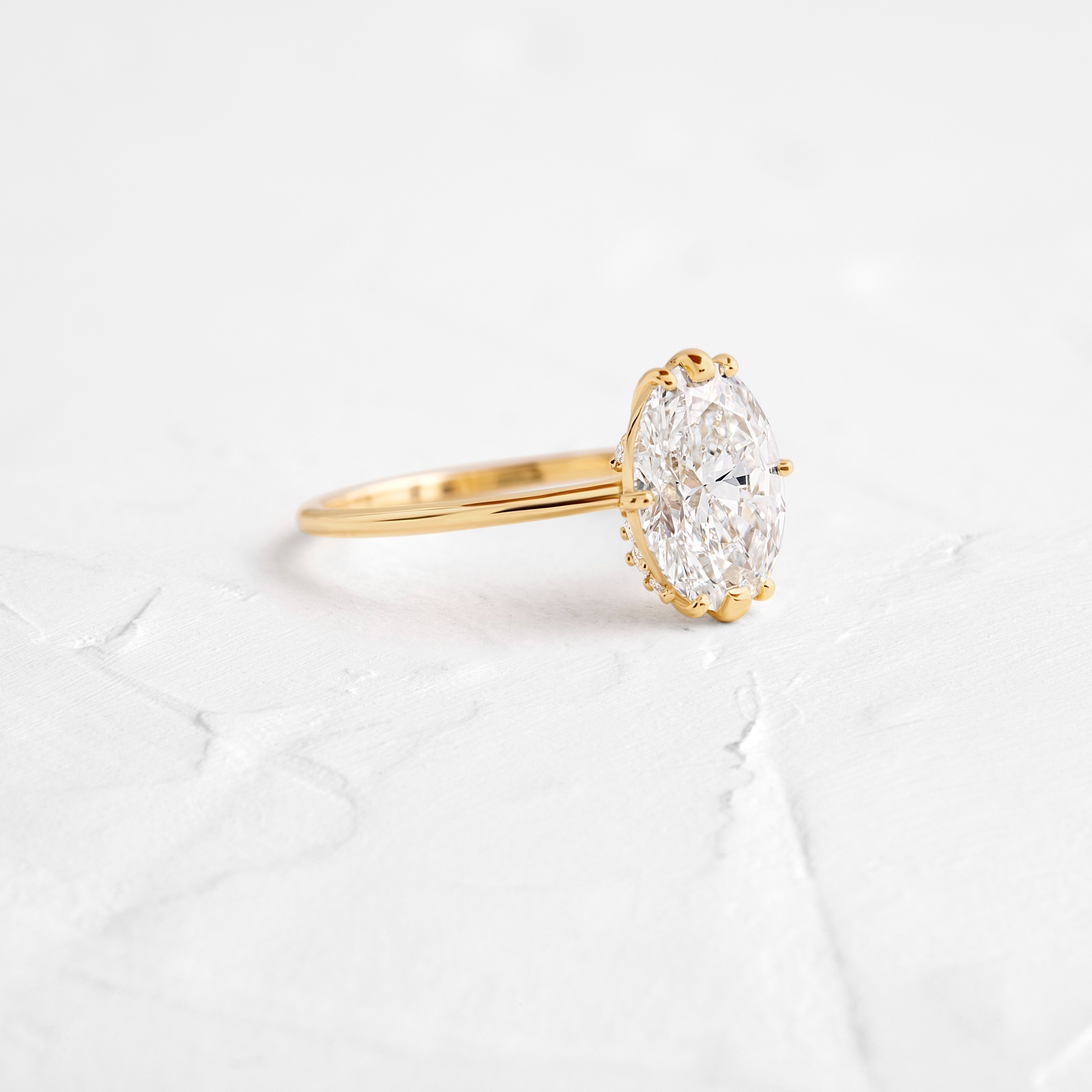 Unveiled Ring with Diamond Sweep, 1.54ct. Lab-Grown Oval Cut | Melanie ...