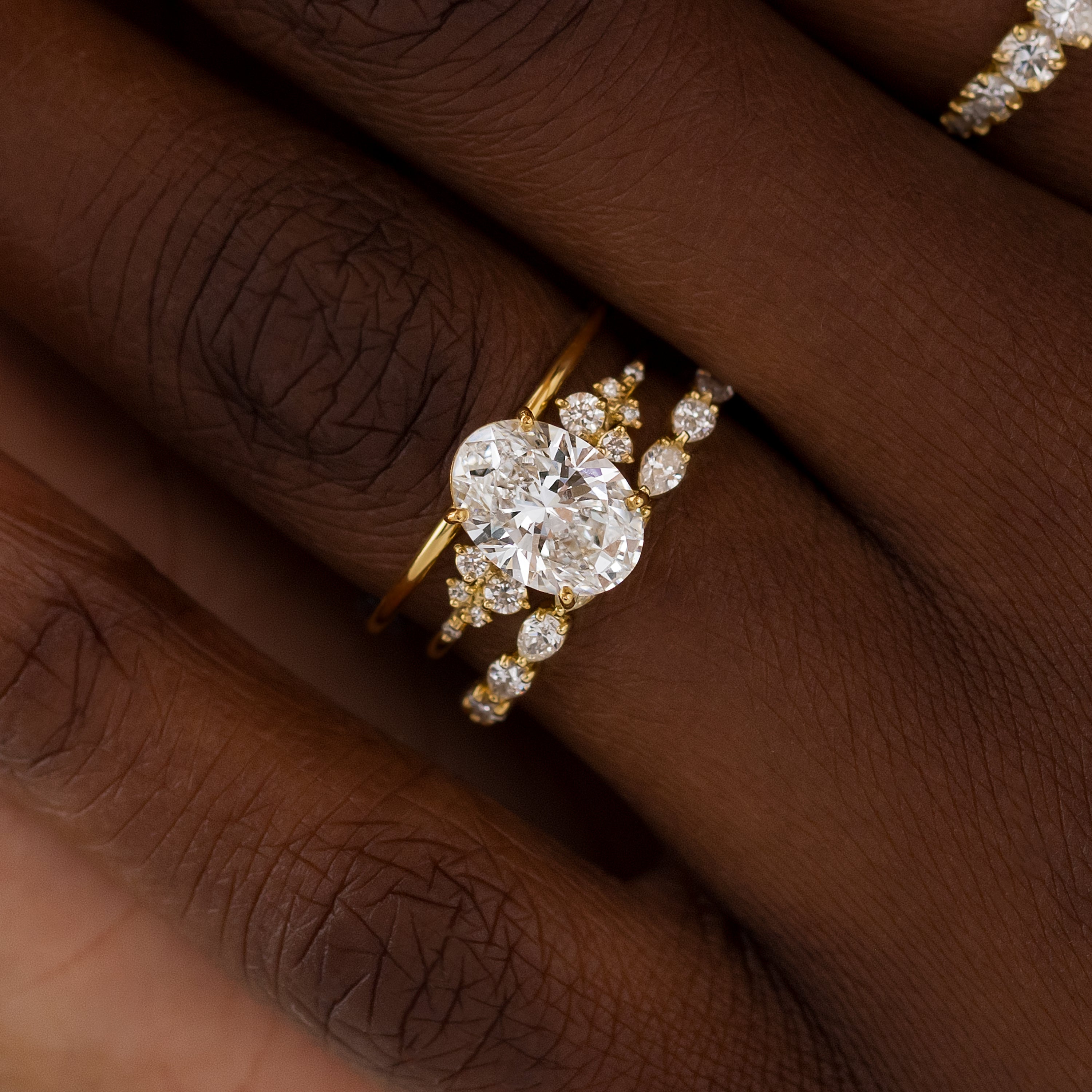 Snowdrift Ring in Oval Cut Diamond | Diamond Cluster Engagement Ring ...