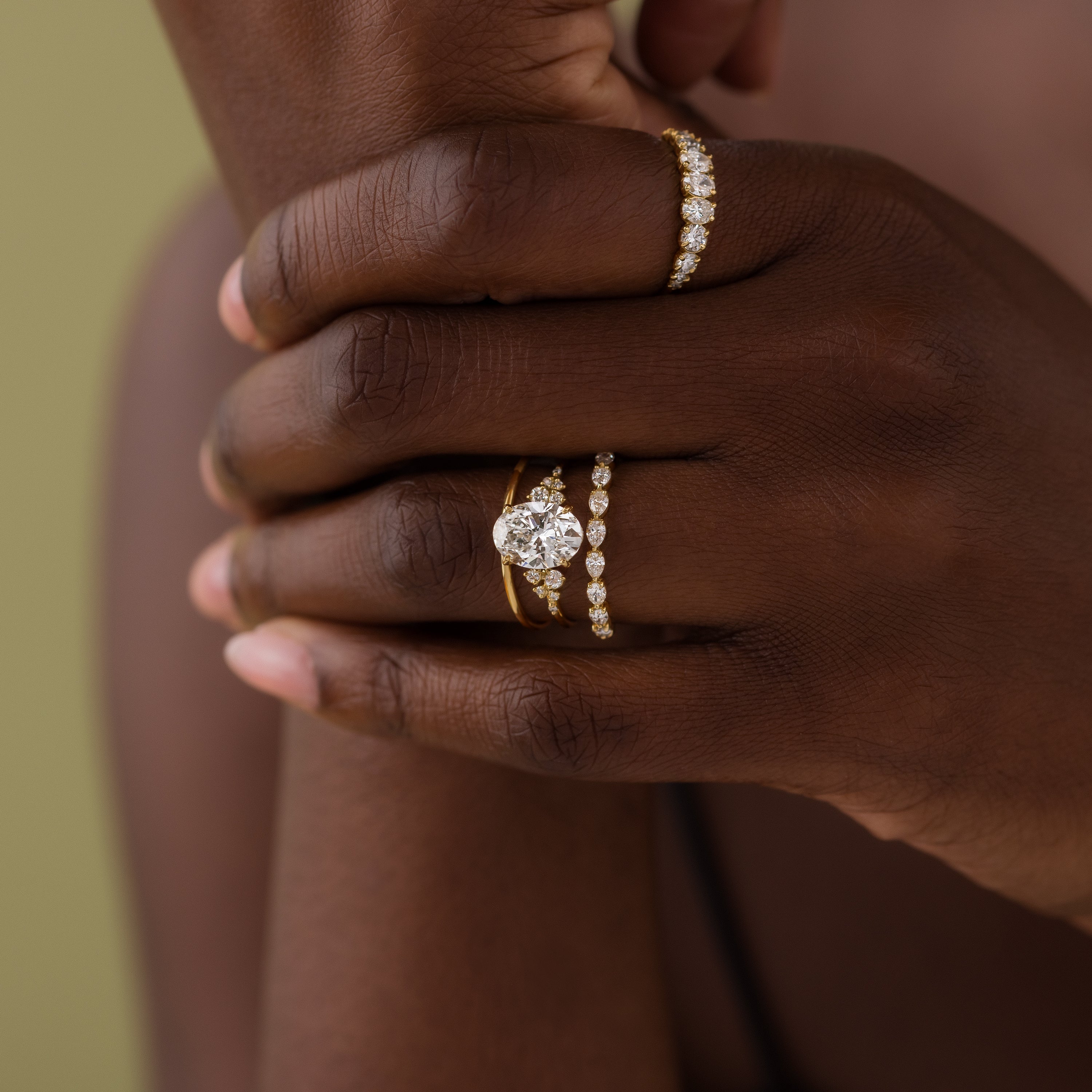 Snowdrift Ring in Oval Cut Diamond | Diamond Cluster Engagement Ring ...