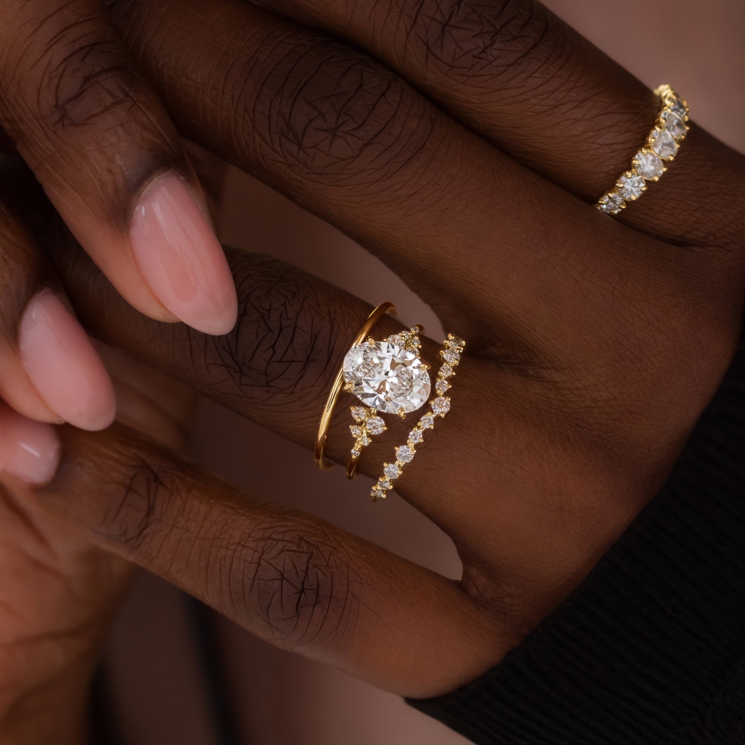 Snowdrift Ring in Oval Cut Diamond | Diamond Cluster Engagement Ring ...