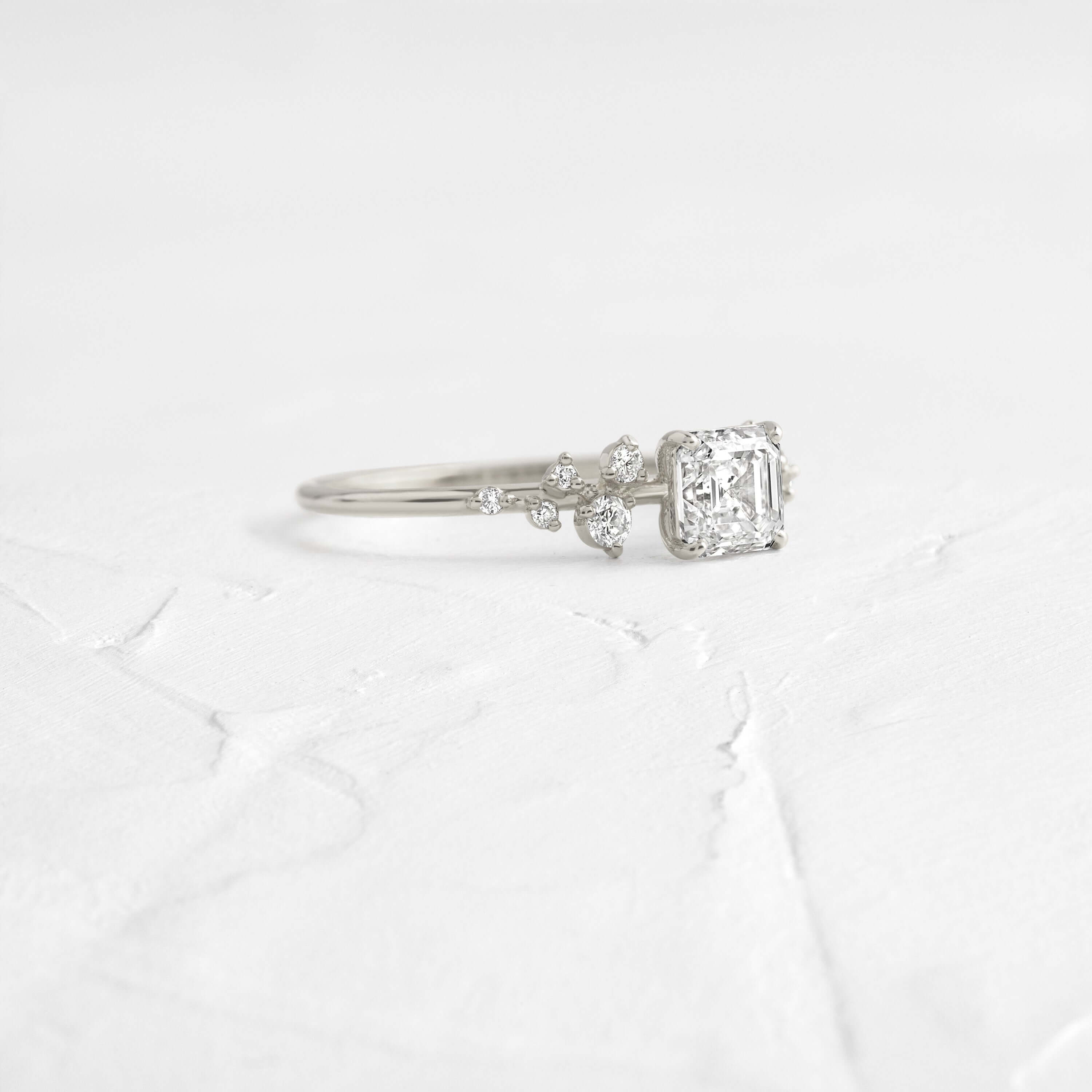Snowdrift Ring - Asscher Cut Diamond Unique Engagement Ring – Melanie Casey