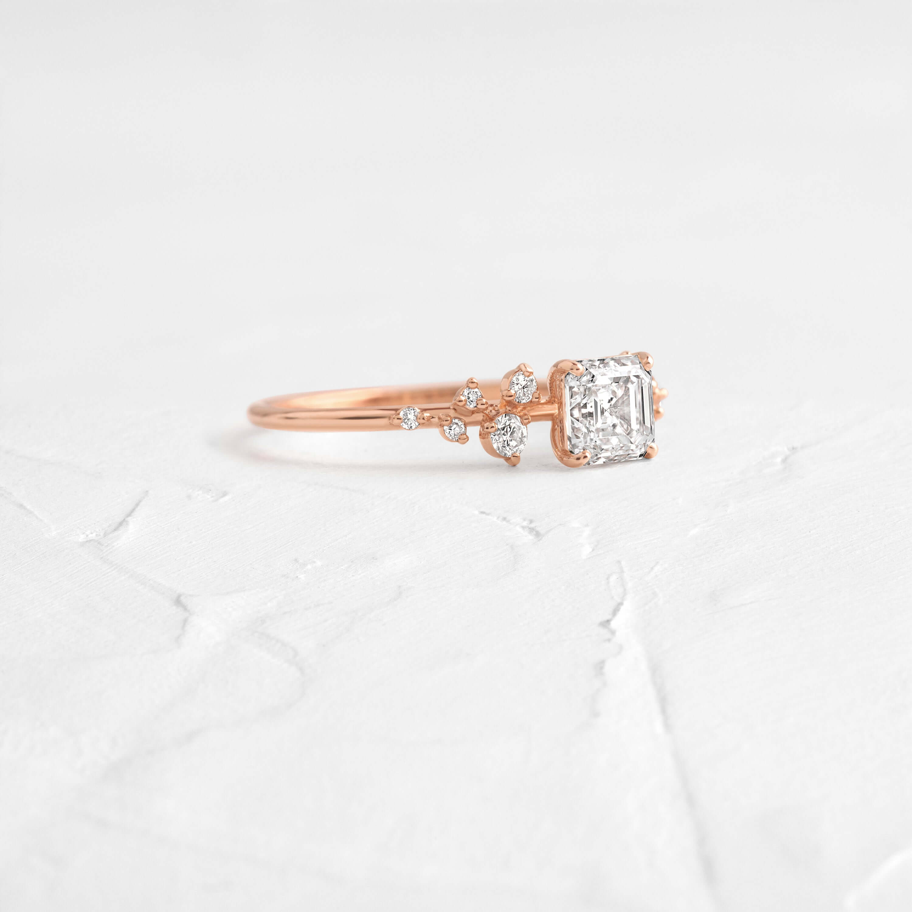 Snowdrift Ring - Asscher Cut Diamond Unique Engagement Ring – Melanie Casey