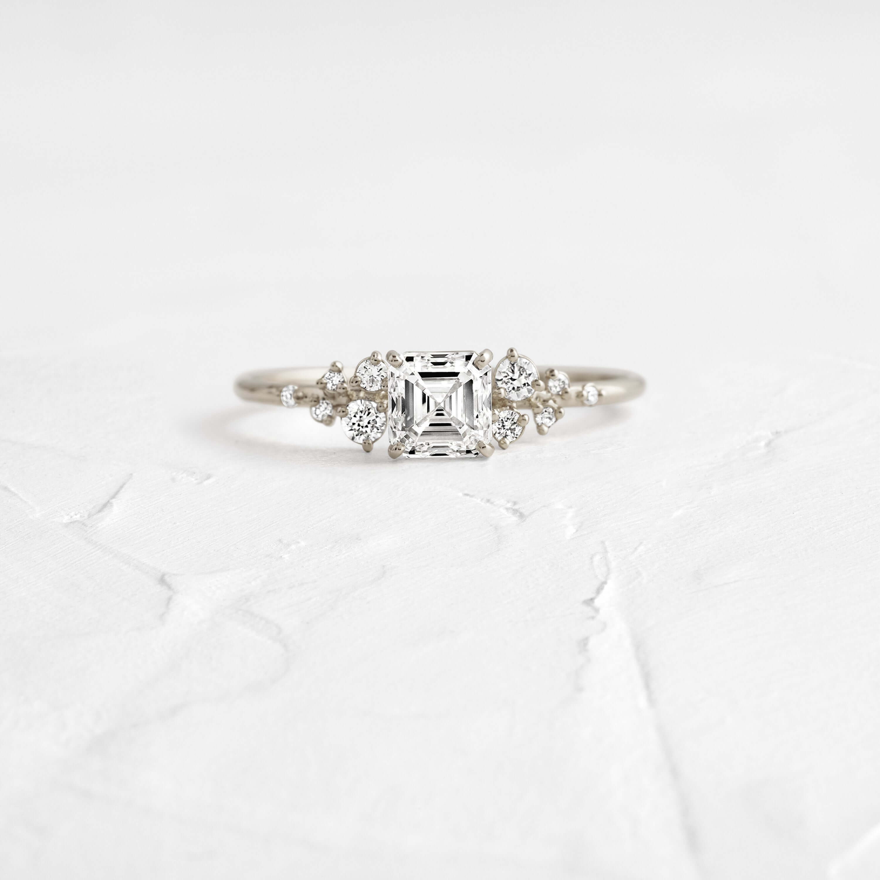Snowdrift Ring - Asscher Cut Diamond Unique Engagement Ring – Melanie Casey