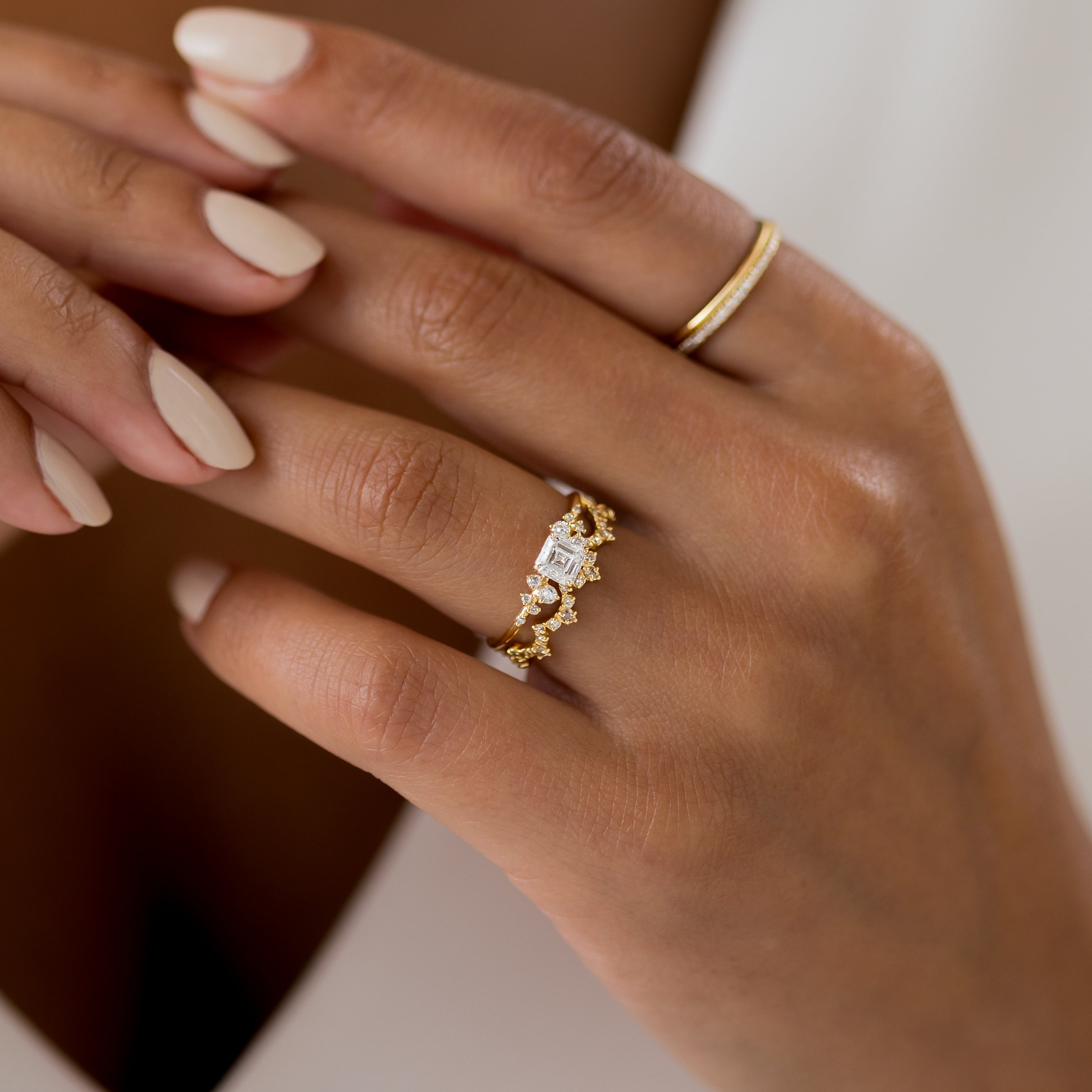 Snowdrift Ring - Asscher Cut Diamond Unique Engagement Ring – Melanie Casey