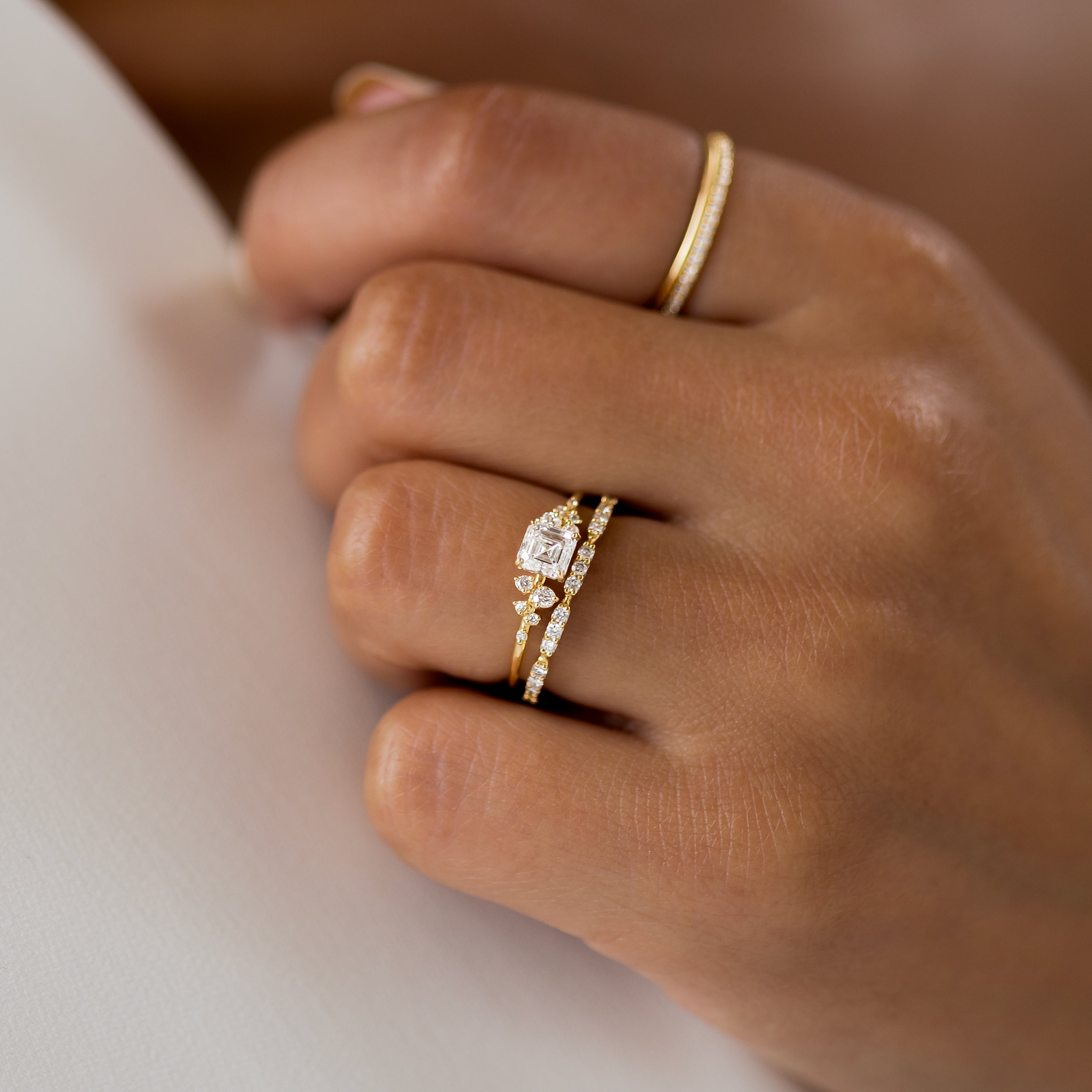 Snowdrift Ring - Asscher Cut Diamond Unique Engagement Ring – Melanie Casey