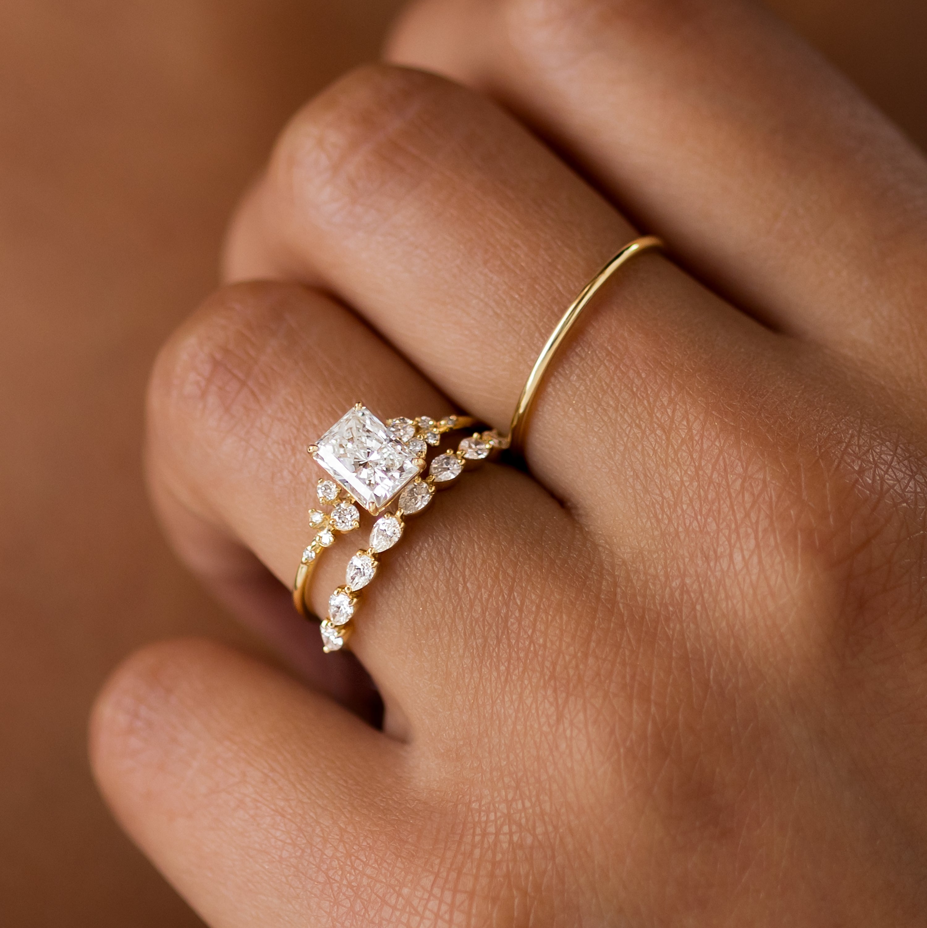 Snowdrift Ring with Radiant Cut Diamond by Melanie Casey