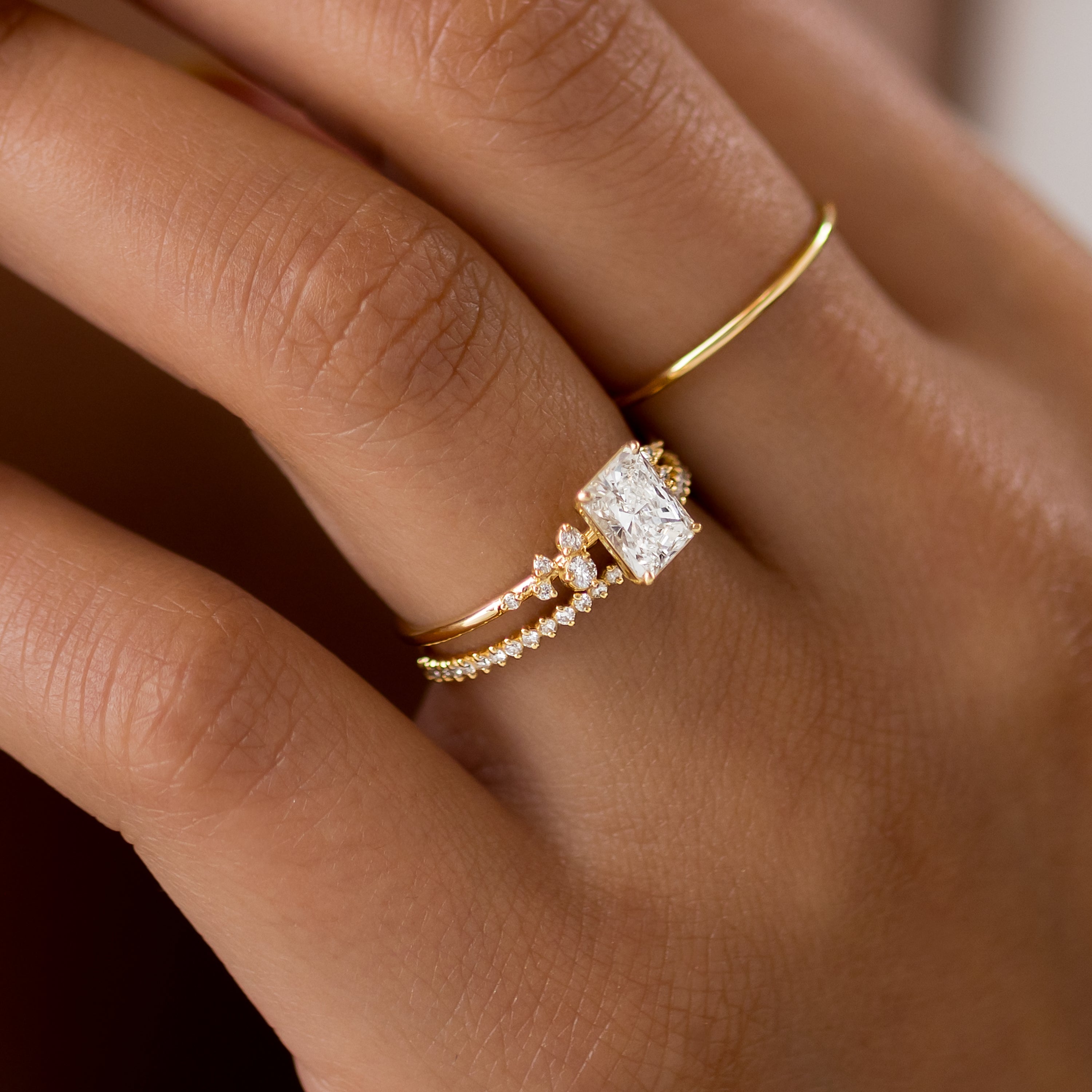 Snowdrift Ring with Radiant Cut Diamond by Melanie Casey
