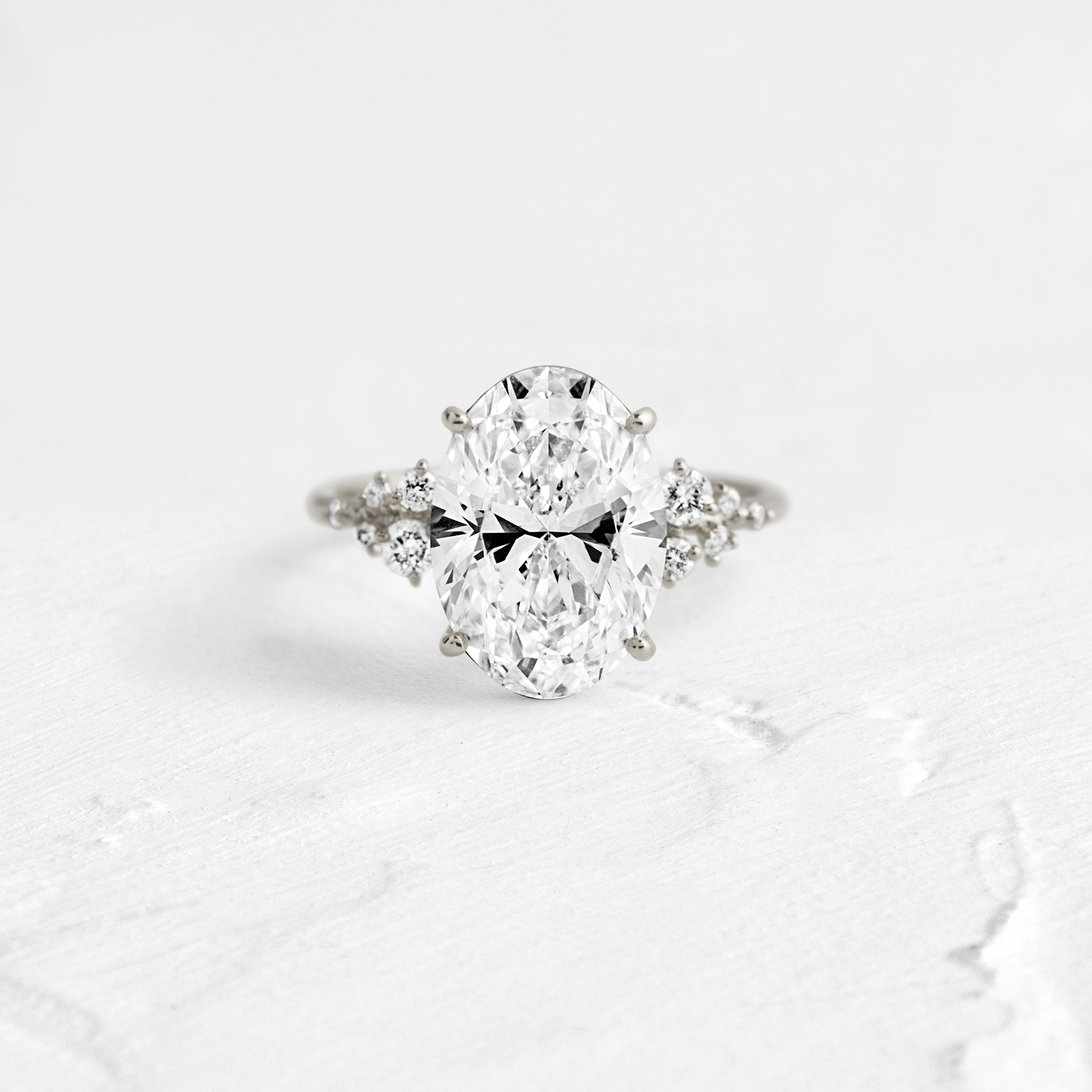 Snowdrift Ring in Oval Cut Diamond | Diamond Cluster Engagement Ring ...