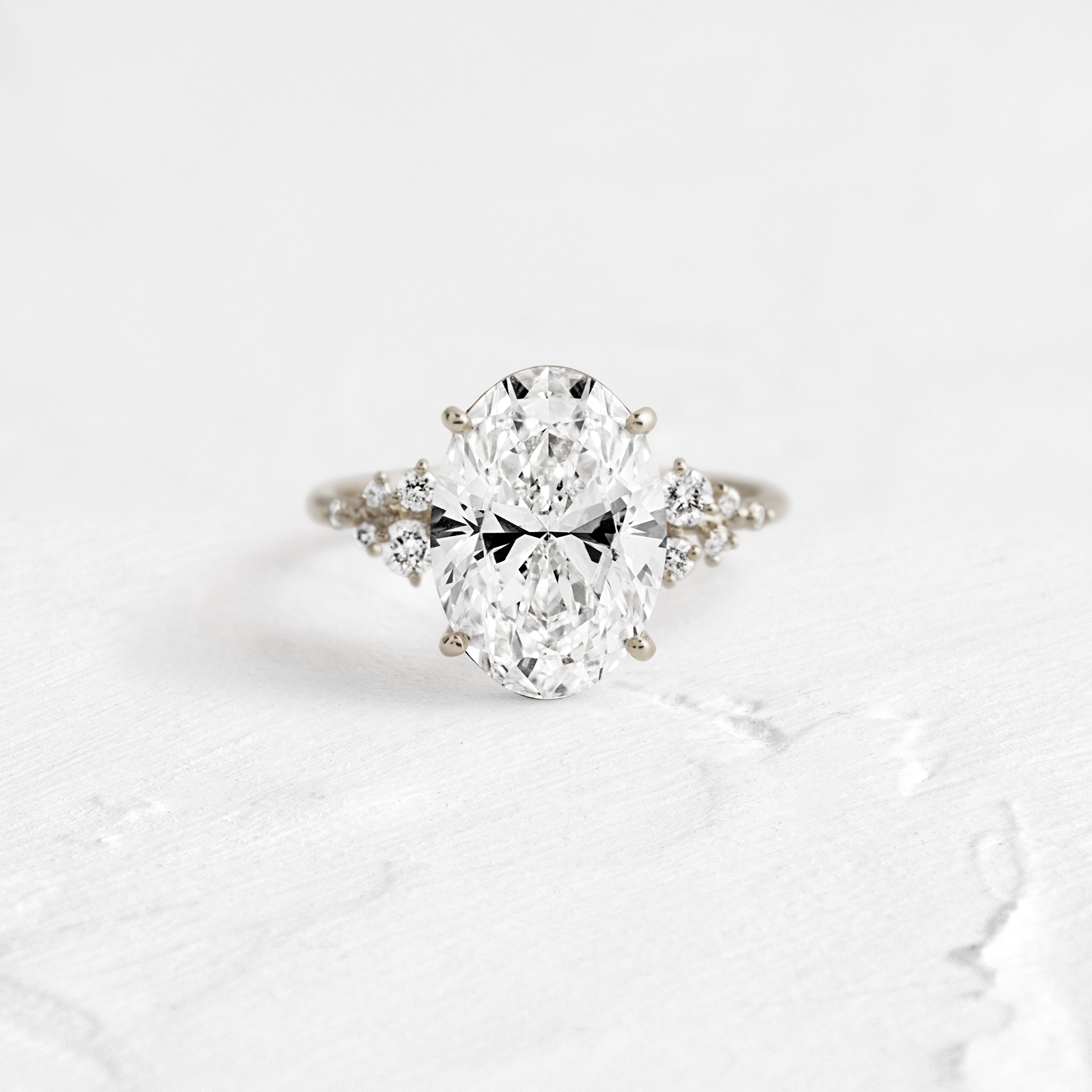 Snowdrift Ring in Oval Cut Diamond | Diamond Cluster Engagement Ring ...