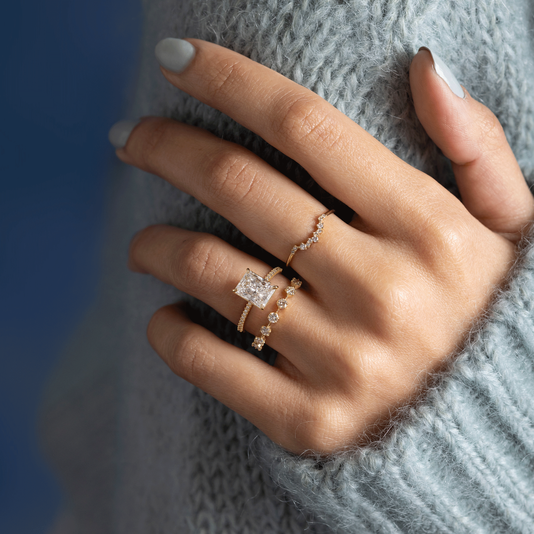 Whisper Ring with Pave Band, Radiant Cut | Handcrafted Engagement Ring ...