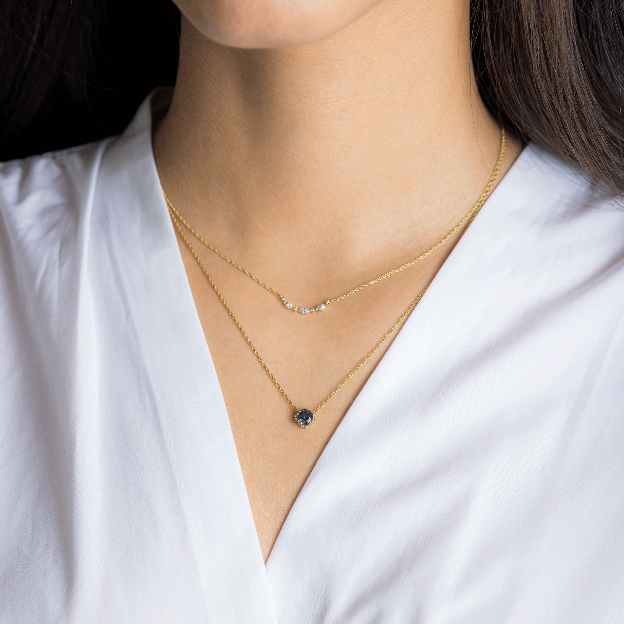 Threaded Necklace with Halo, 0.89ct. Blue Sapphire | Melanie Casey Fine ...