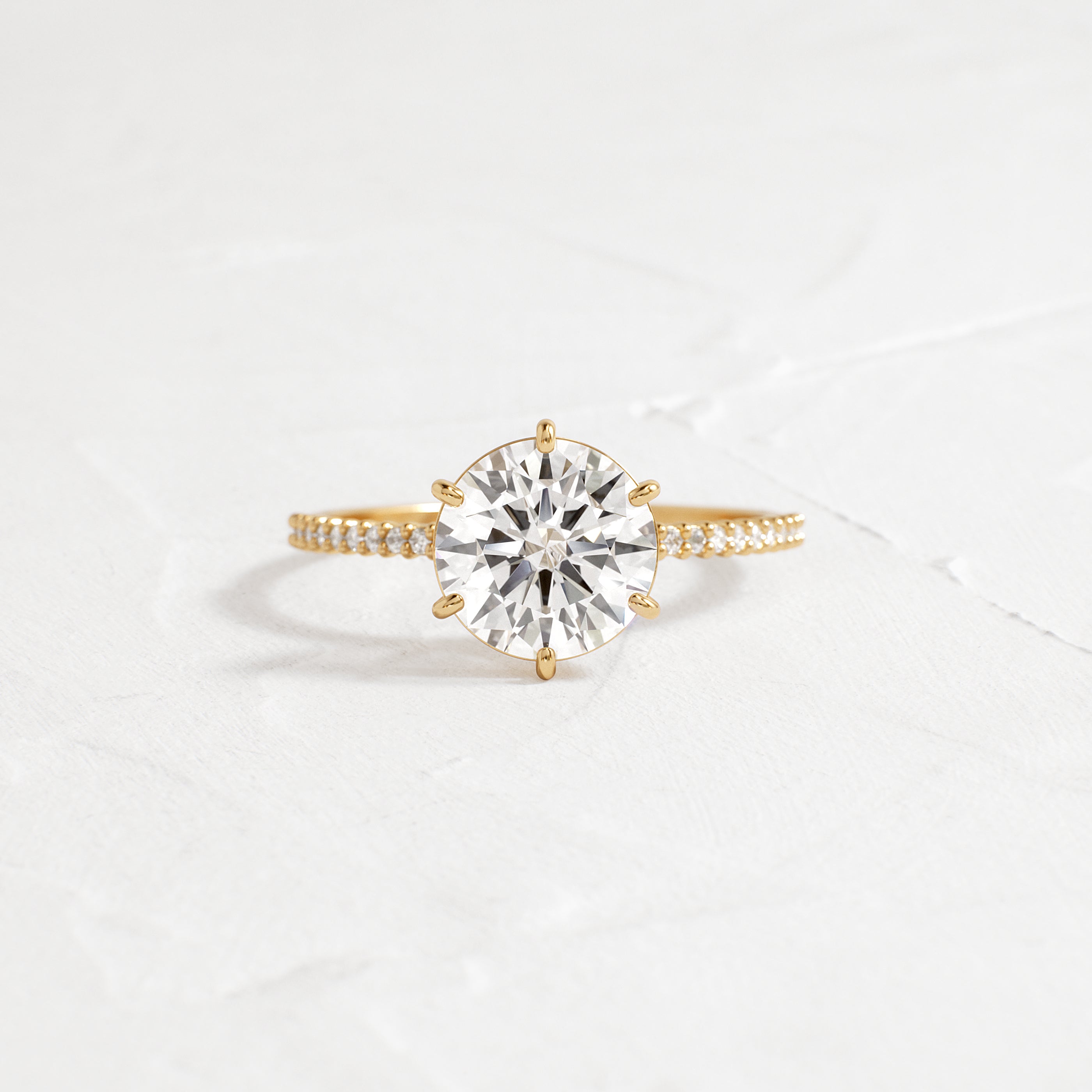 Whisper Ring with Pave Band, Round | Melanie Casey