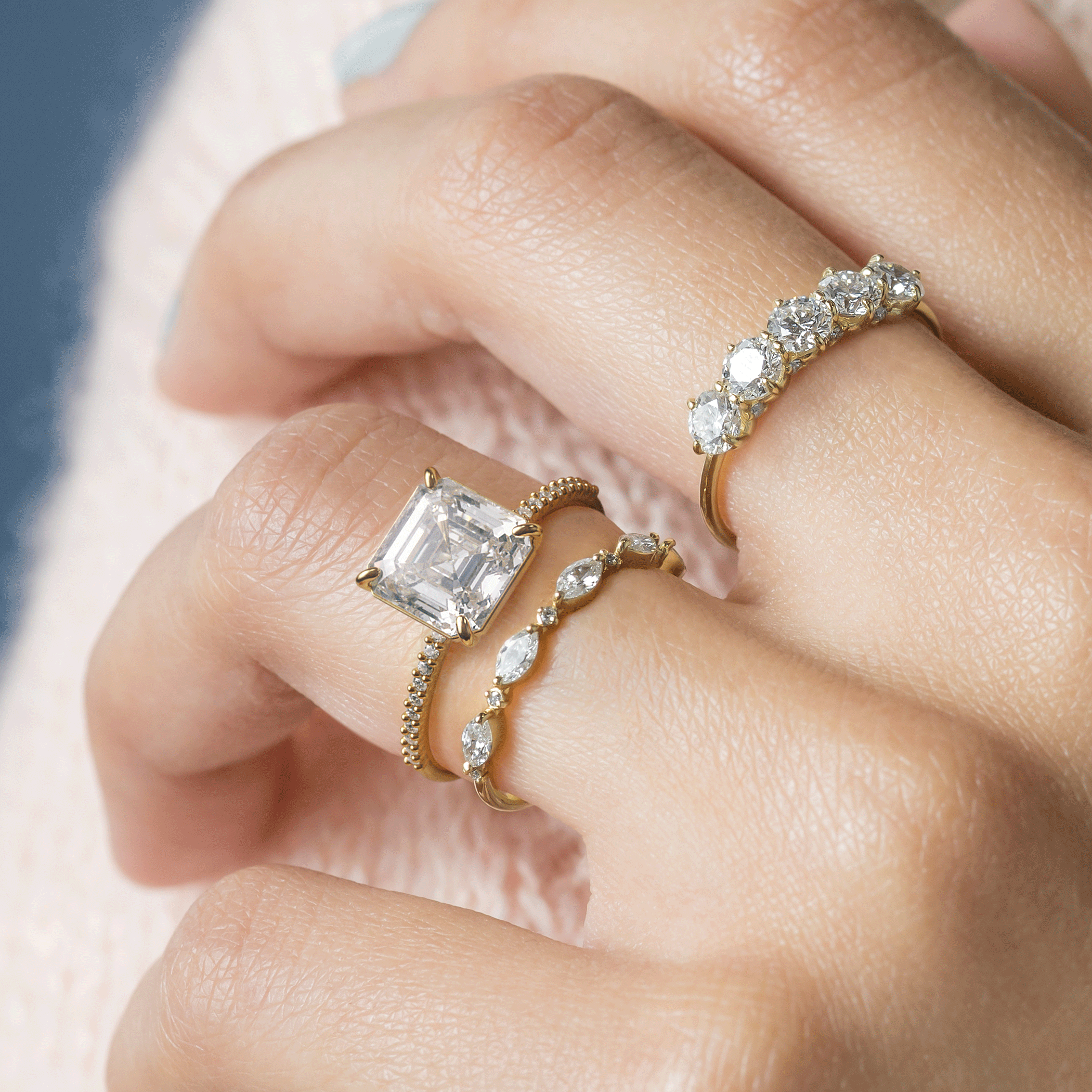 Whisper Ring with Pave Band, Asscher Cut | Melanie Casey