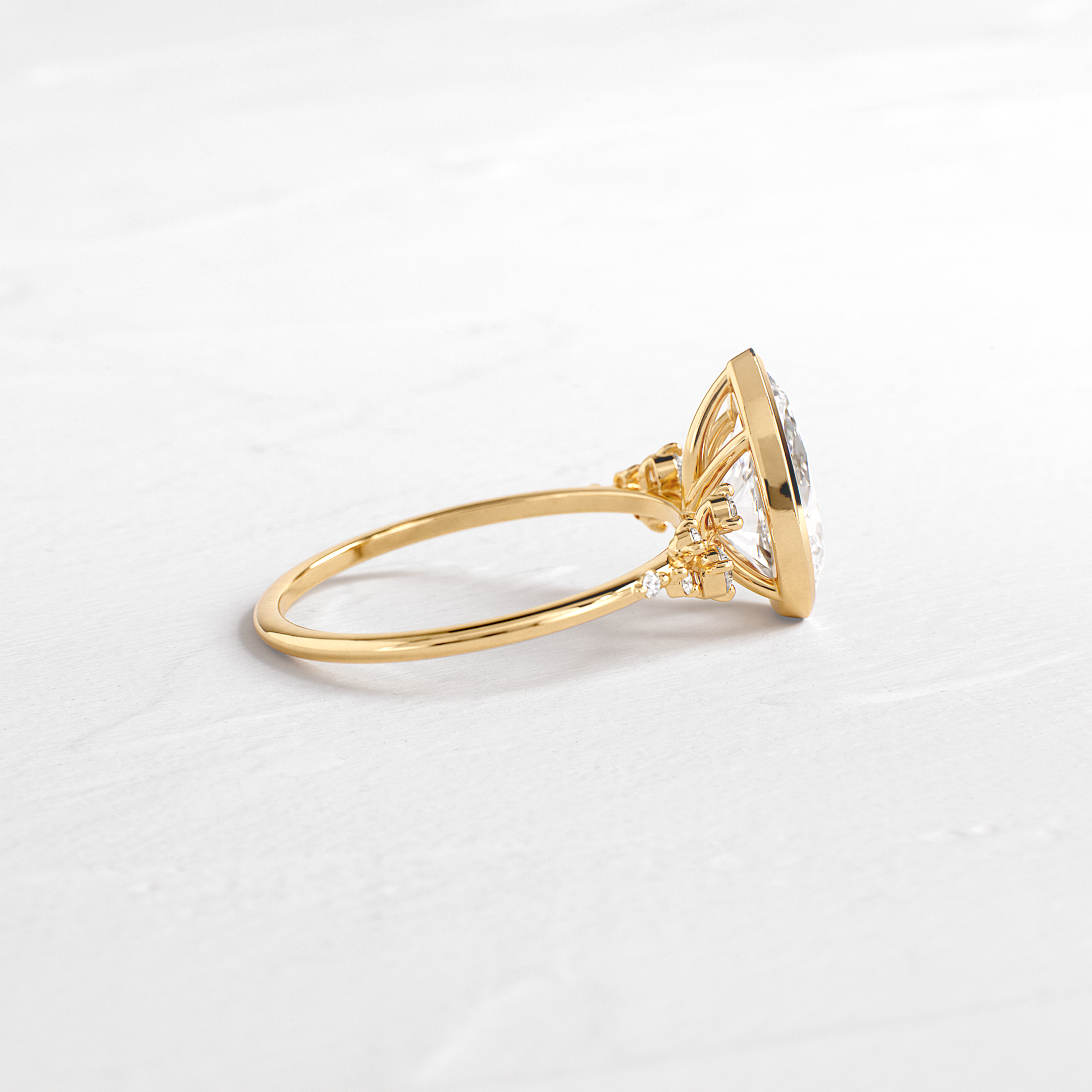 Bezel Snowdrift Ring, 2.91ct. Lab-Grown Pear Cut | Melanie Casey Fine ...