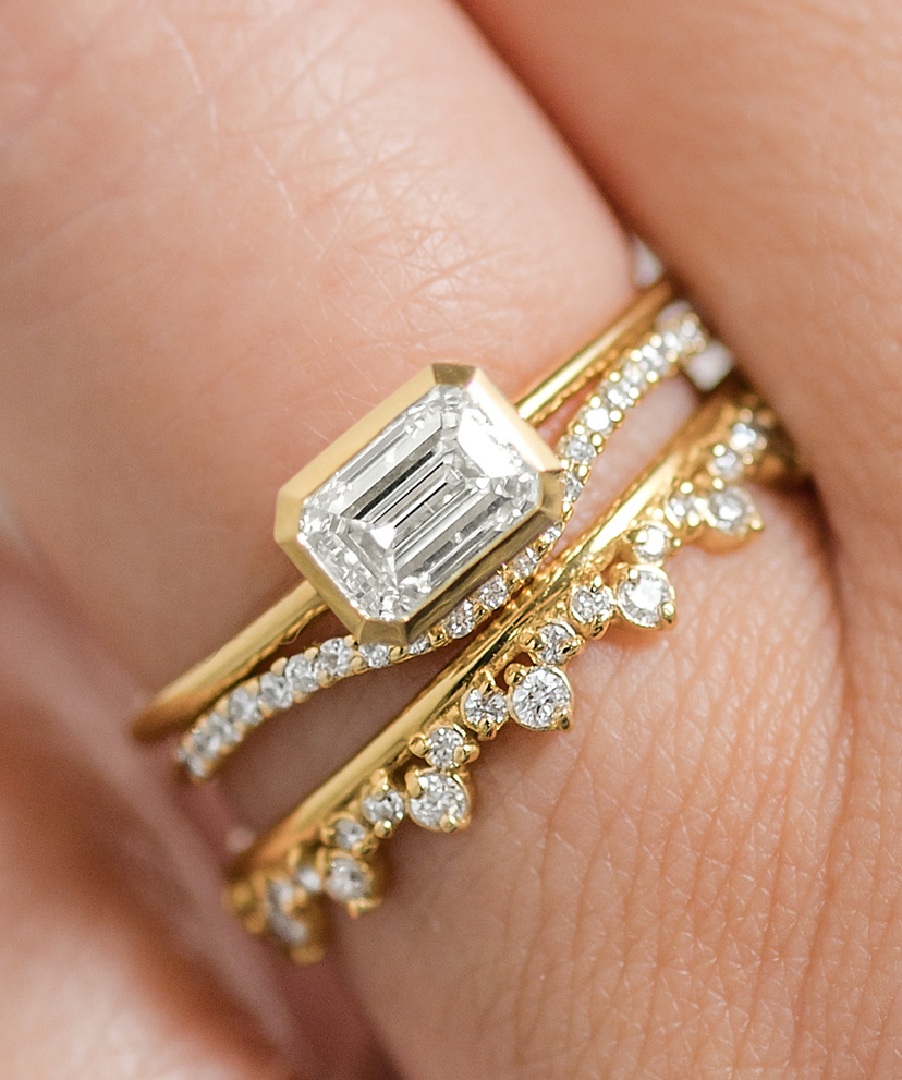Wedding Band Styling Inspiration for a Bezel Set Engagement Ring ...