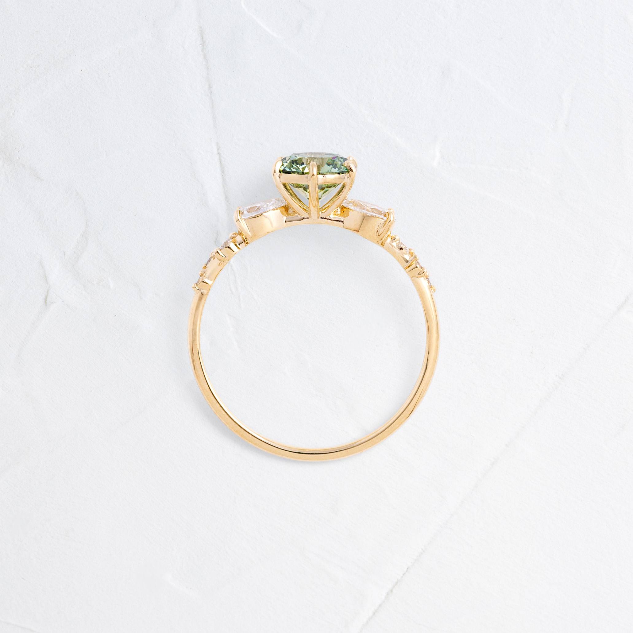 Wingspan Ring, 1ct. Lab-Grown Green Diamond | Melanie Casey Fine Jewelry