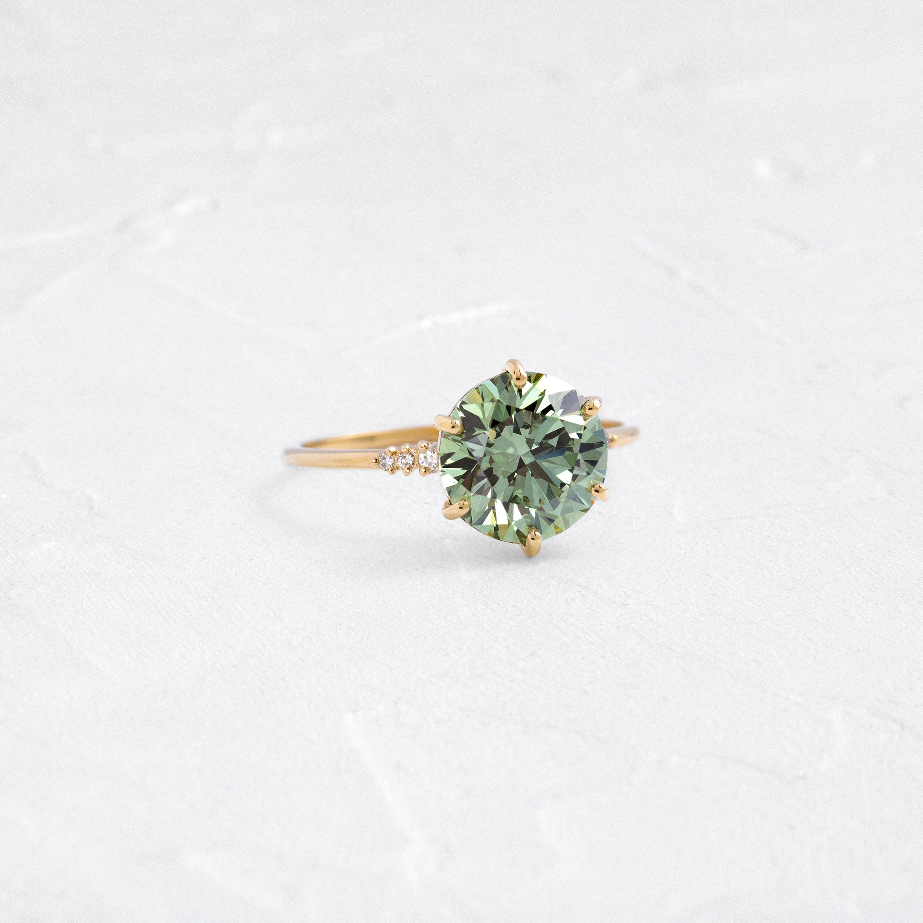 Poppy Seed Ring, 2.6ct. Lab-Grown Green Diamond | Melanie Casey Fine ...