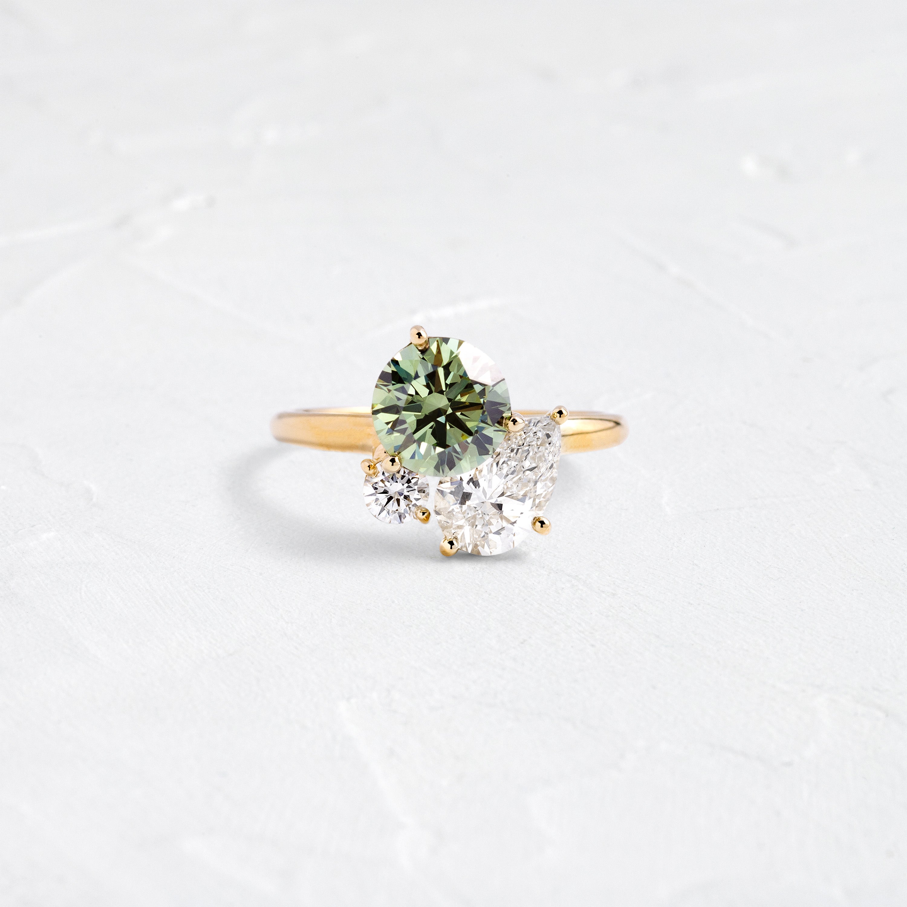 Emboss Ring, 1.5ct. Green Diamond | Melanie Casey Fine Jewelry