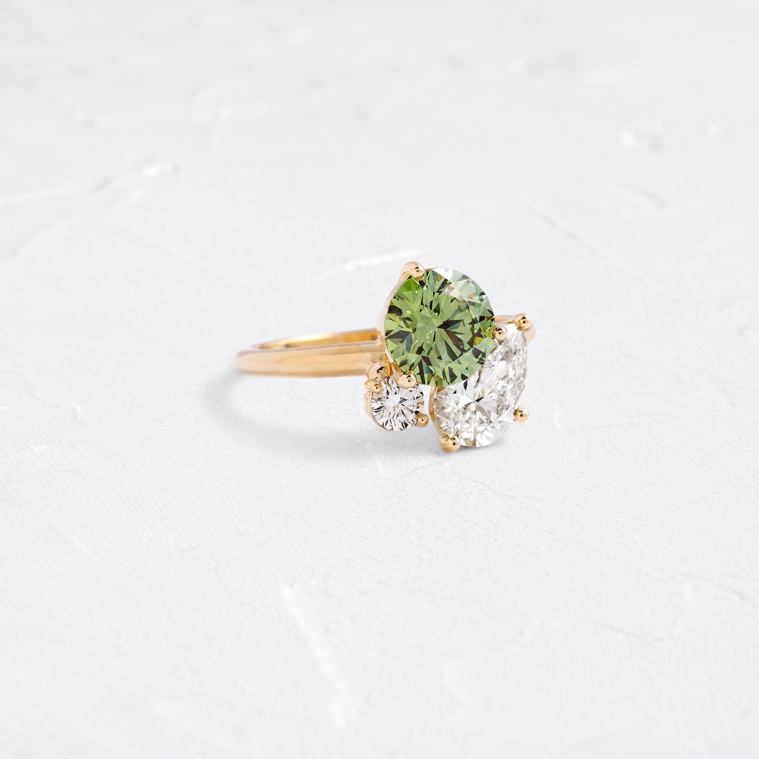 Emboss Ring, 1.5ct. Green Diamond | Melanie Casey Fine Jewelry