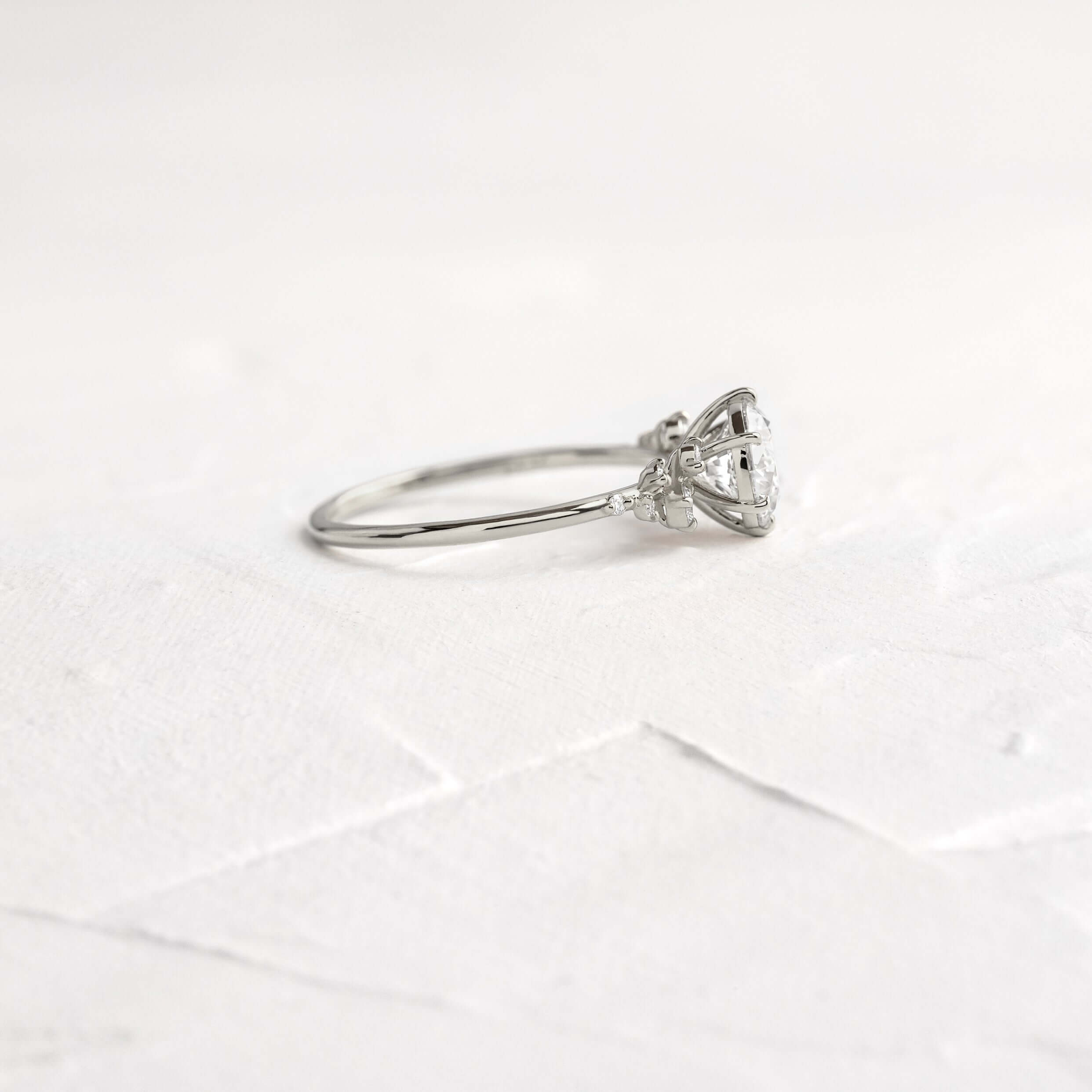Snowdrift Ring - Round Cut Diamond | Handcrafted Engagement Ring ...