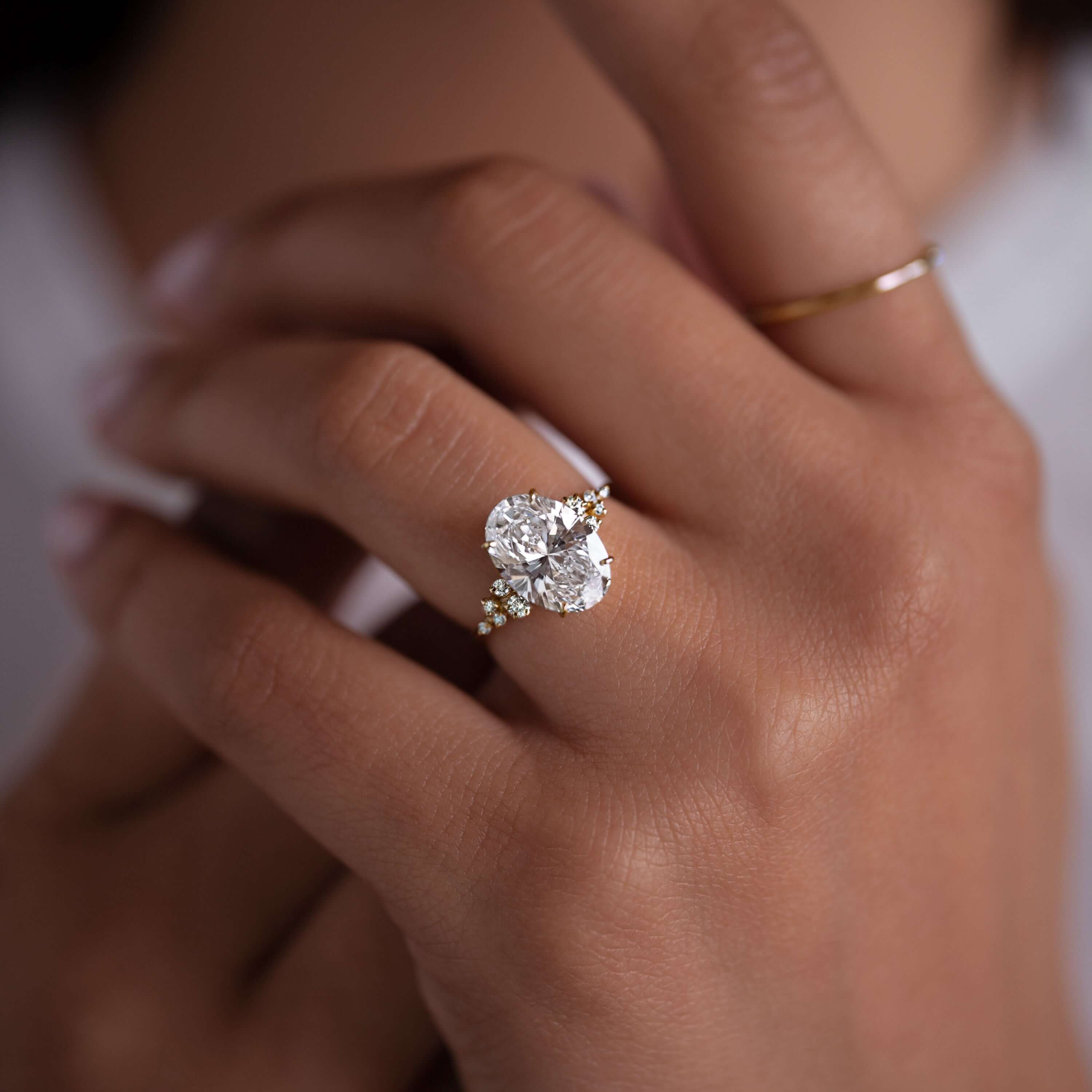 Snowdrift Ring in Oval Cut Diamond | Diamond Cluster Engagement Ring ...