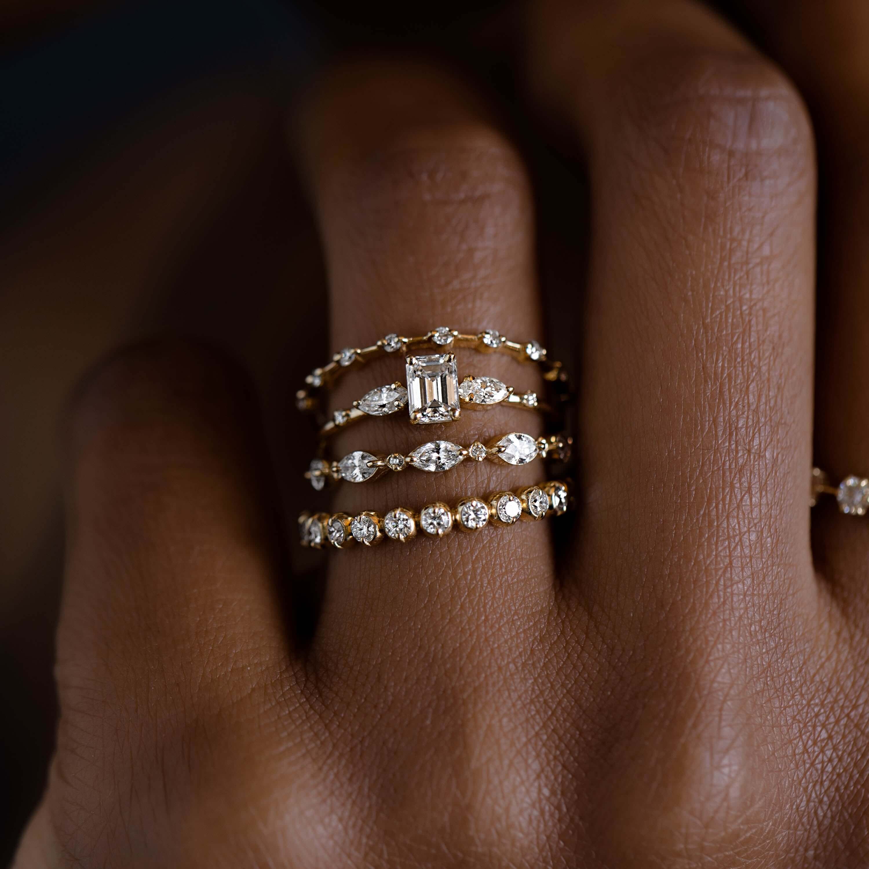 Many Moons Band | 13 White Diamonds & 14k Gold from Melanie Casey