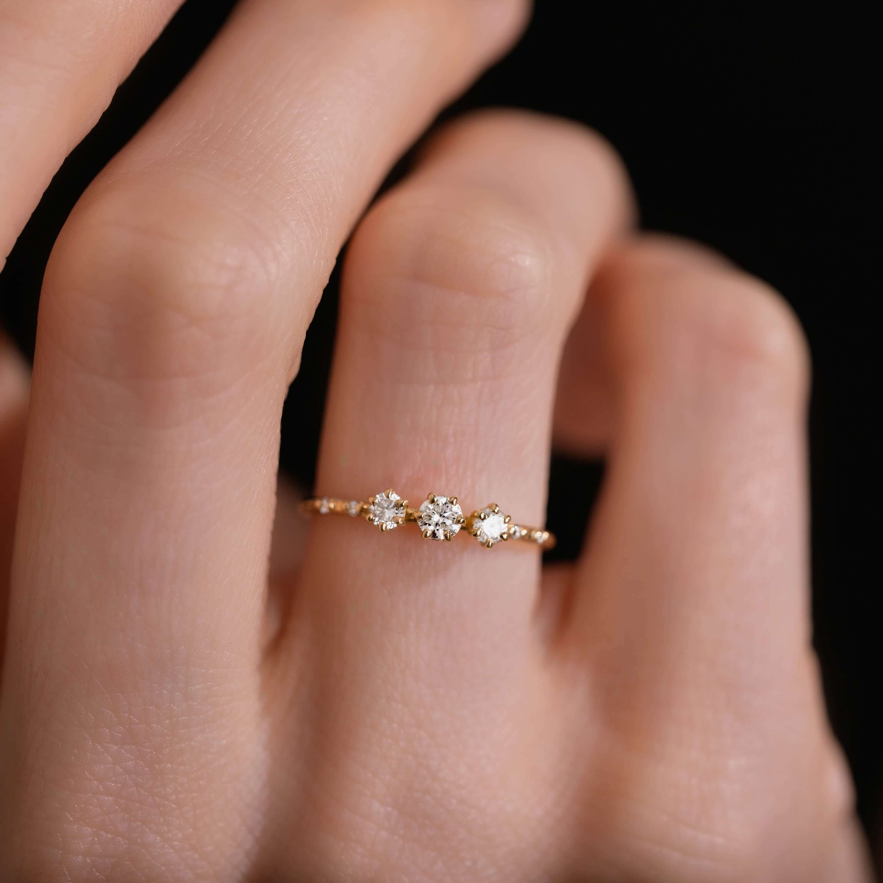 Petite Tempo Ring | Three-Stone Engagement Ring | Melanie Casey