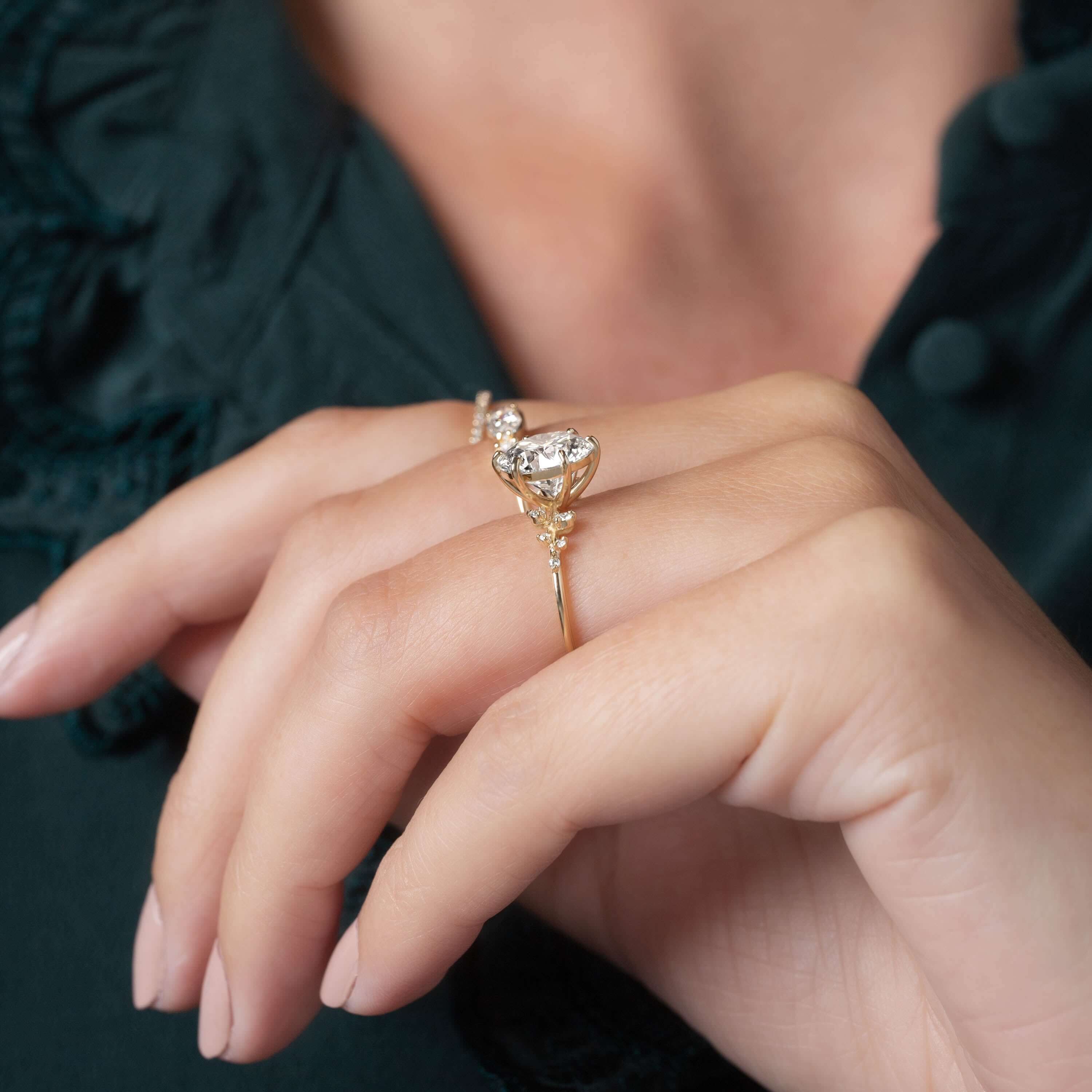 Snowdrift Ring - Round Cut Diamond | Handcrafted Engagement Ring ...