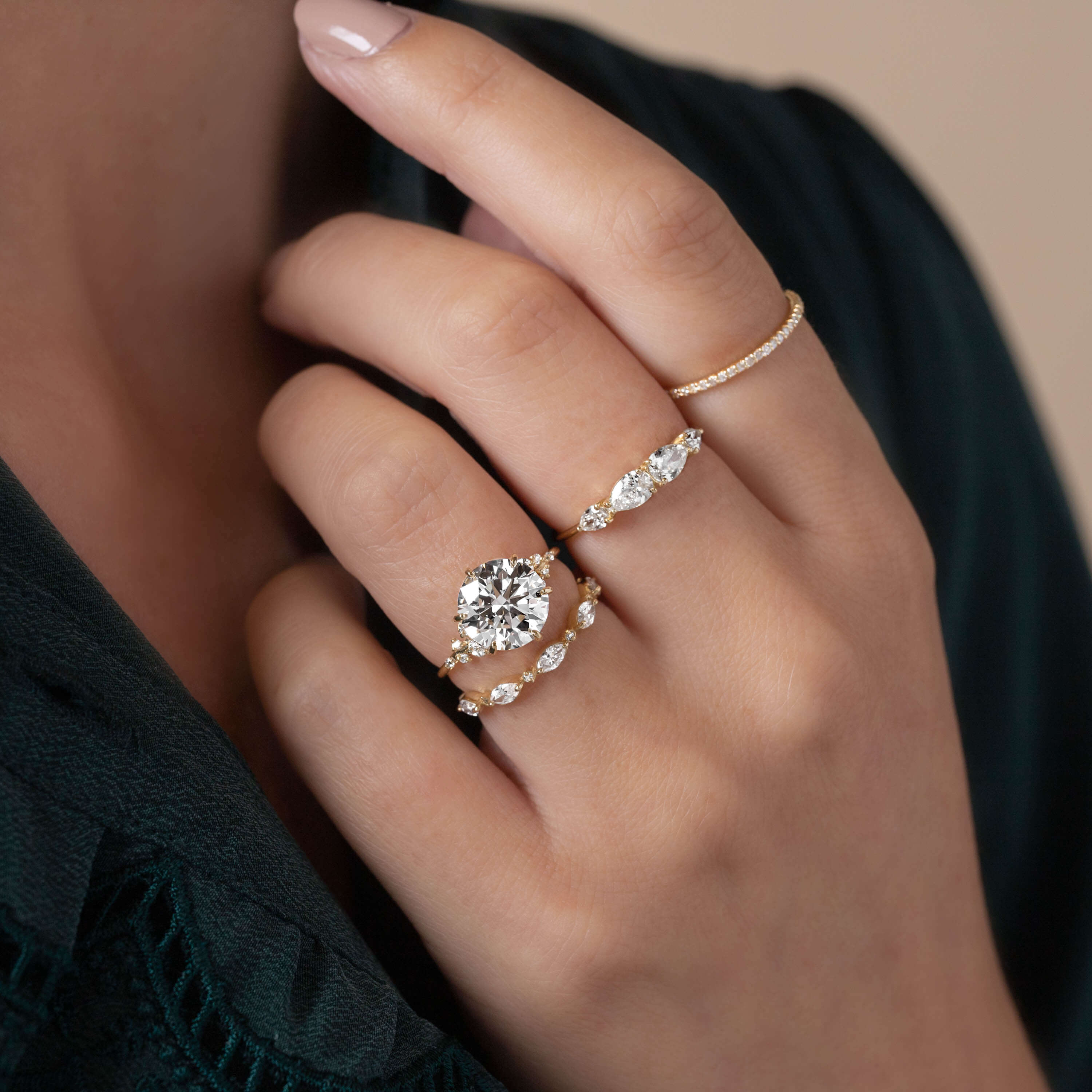 Snowdrift Ring - Round Cut Diamond | Handcrafted Engagement Ring ...