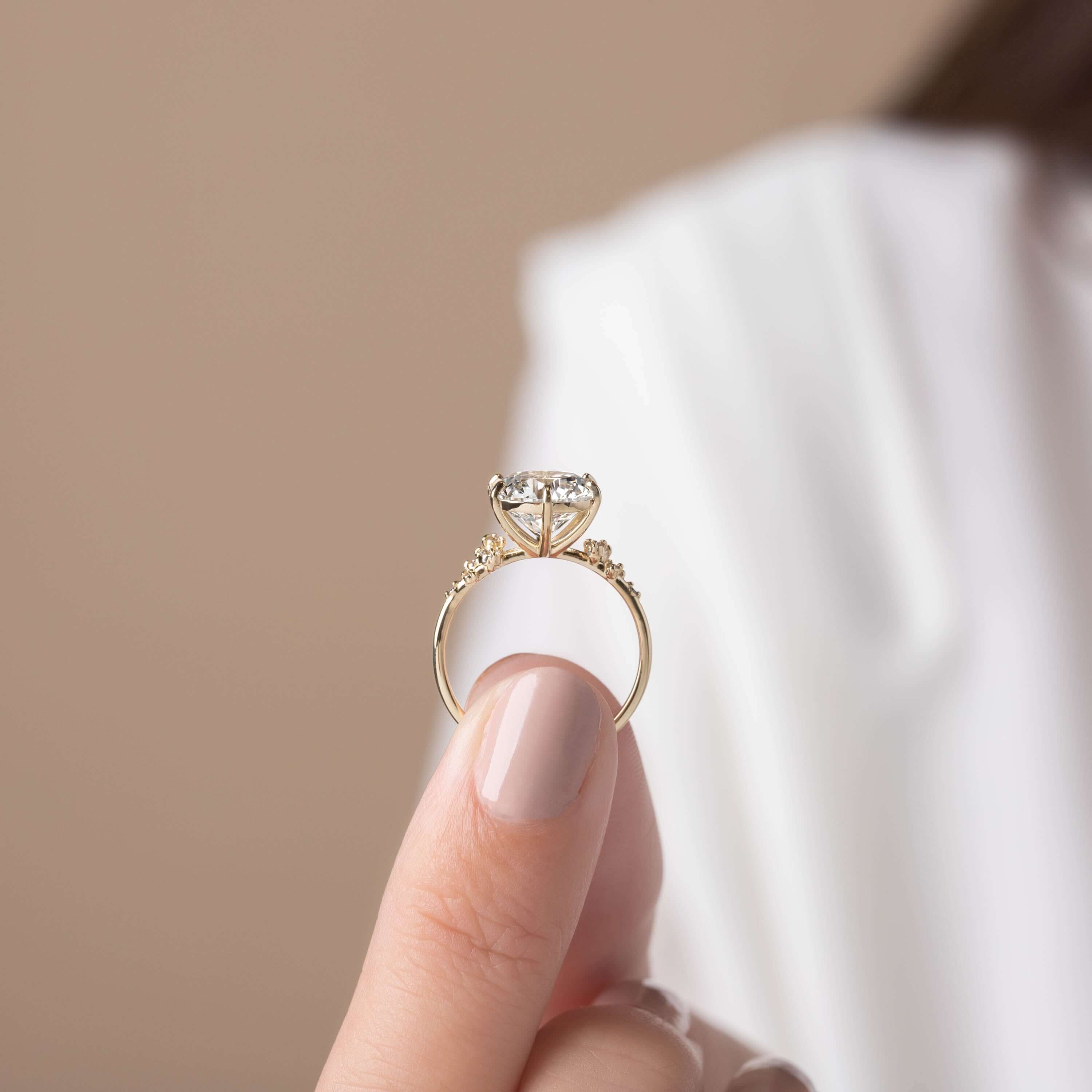 Snowdrift Ring - Round Cut Diamond | Handcrafted Engagement Ring ...