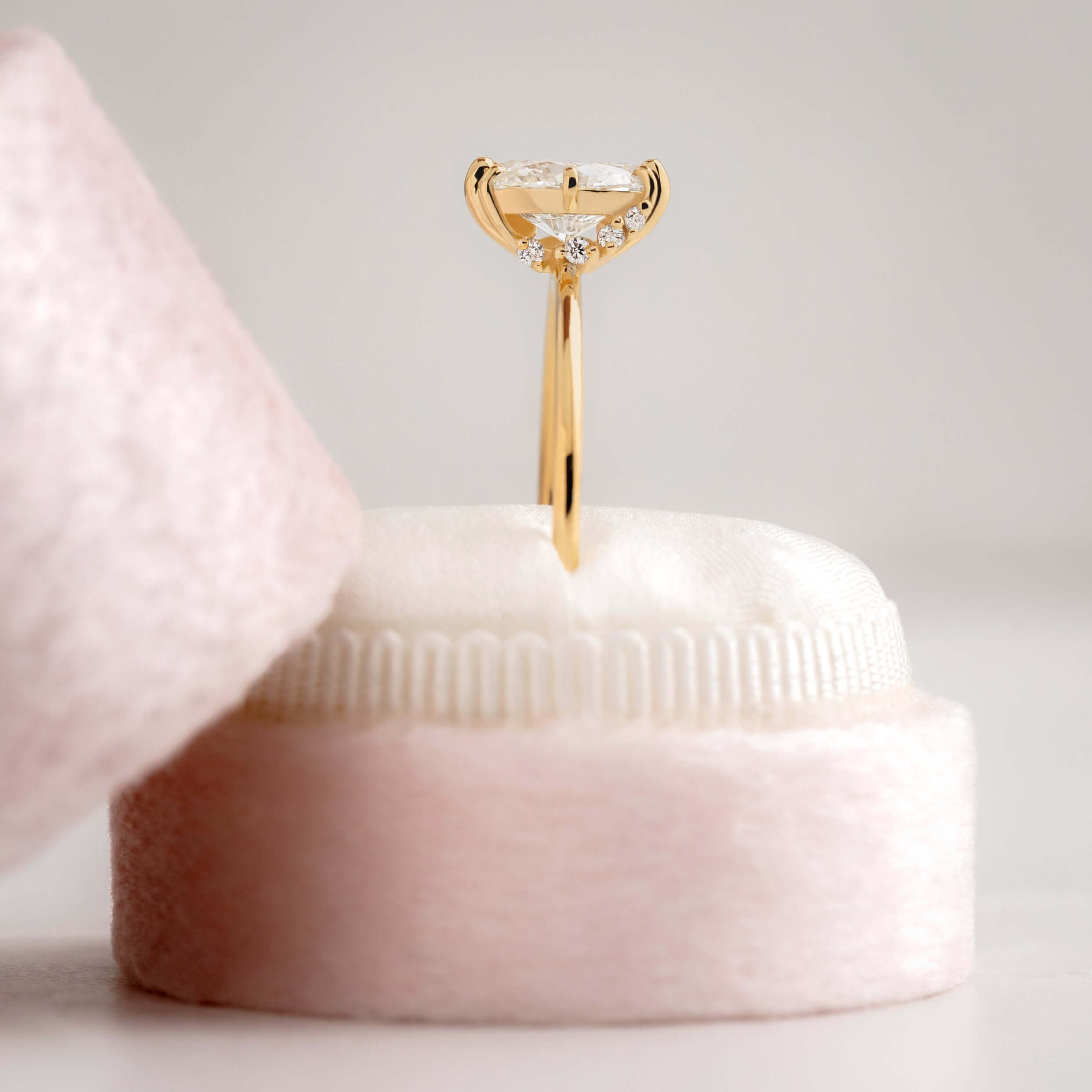 Unveiled Ring with Diamond Sweep, Oval Cut - Melanie Casey