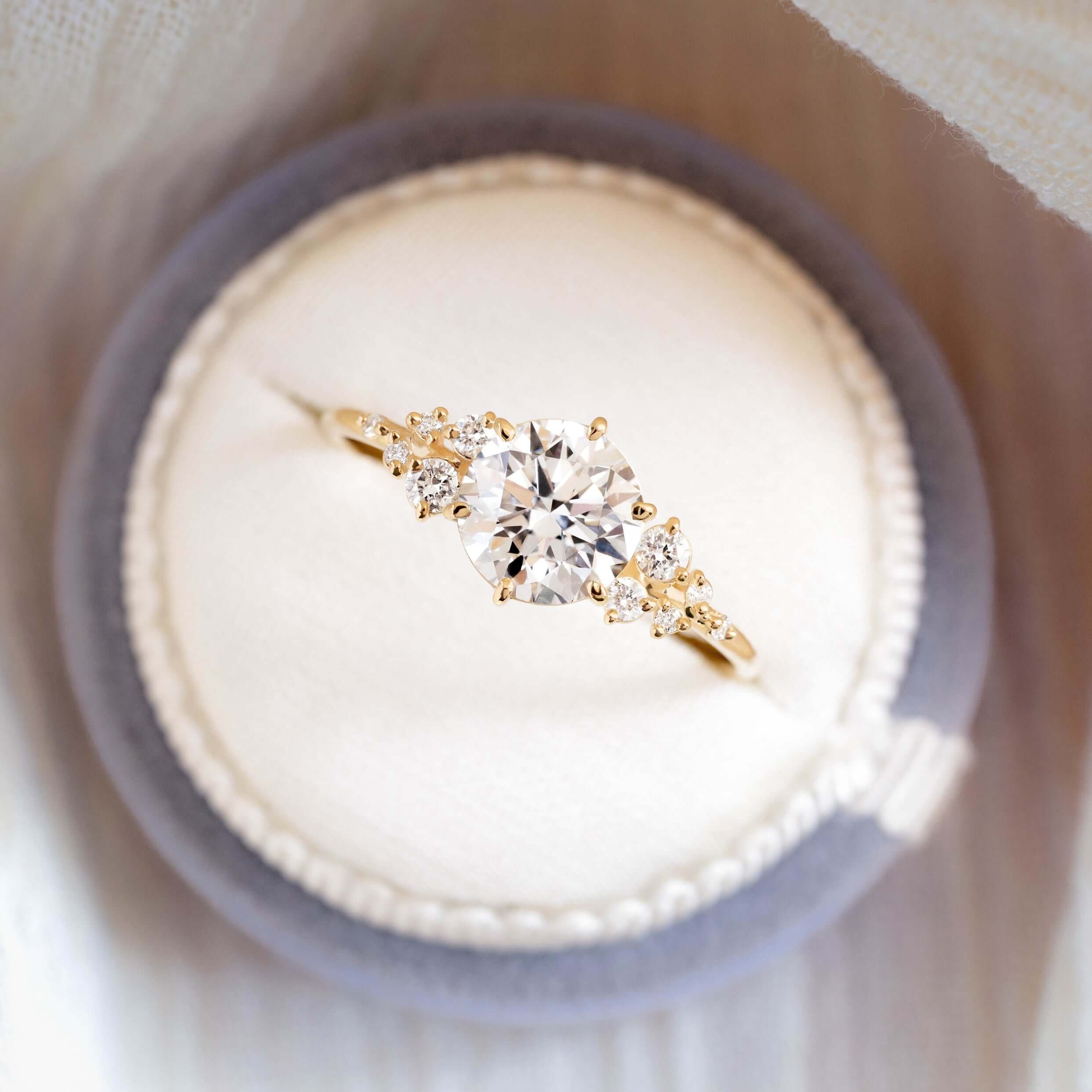 Snowdrift Ring - Round Cut Diamond | Handcrafted Engagement Ring ...