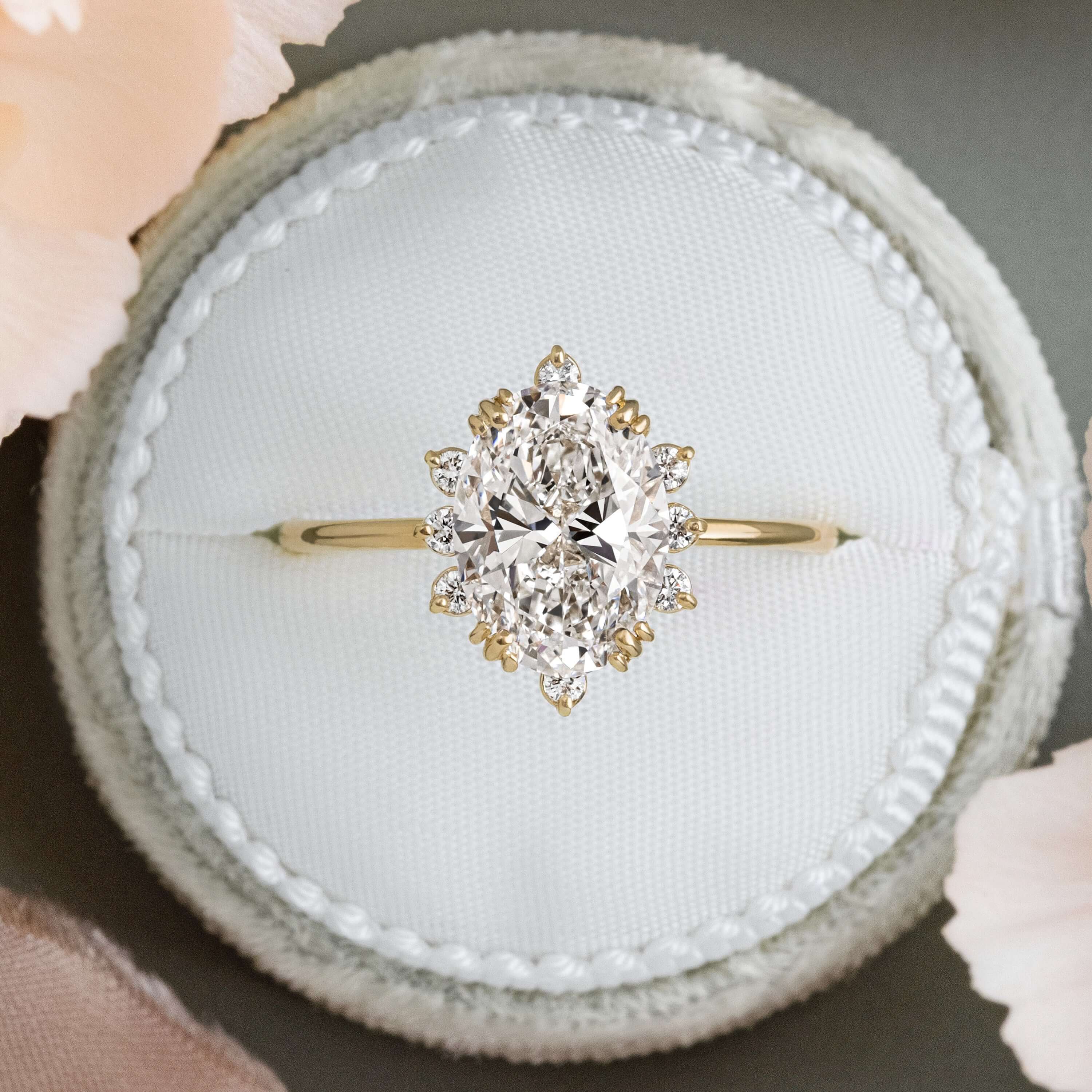 Threaded Ring with Halo, Oval Cut | Melanie Casey Fine Jewelry