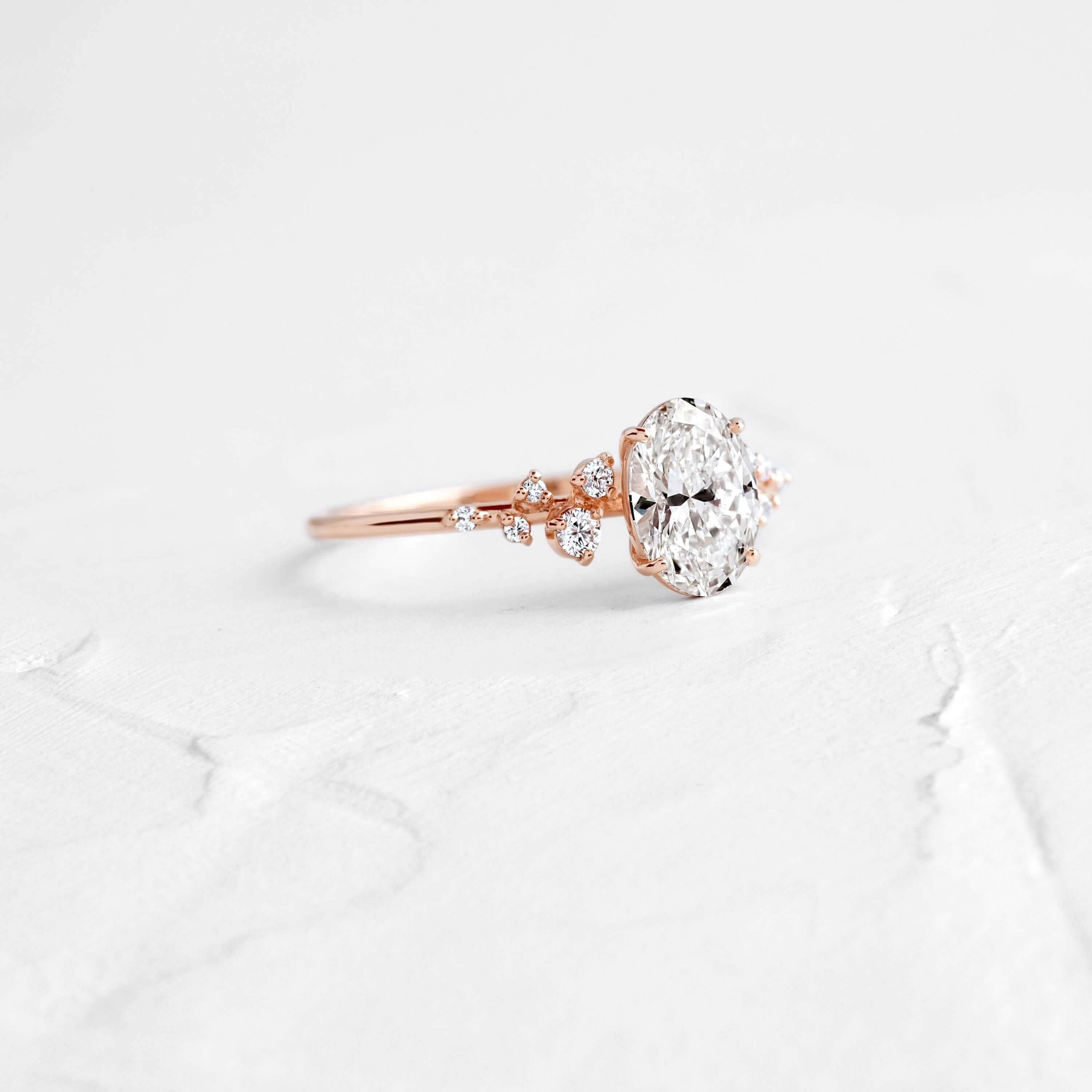 Snowdrift Ring in Oval Cut Diamond | Diamond Cluster Engagement Ring ...