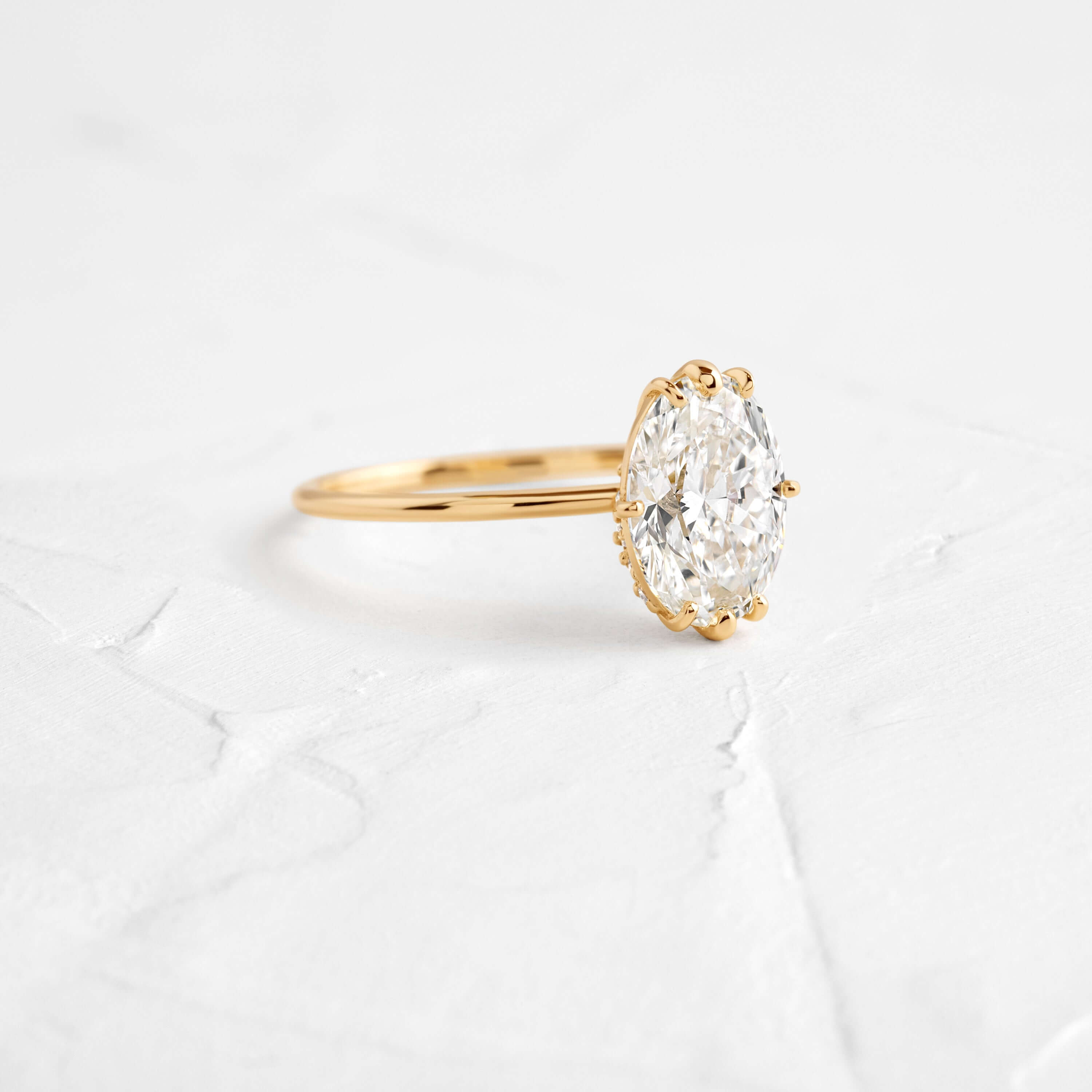 Unveiled Ring with Diamond Sweep, Oval Cut - Melanie Casey