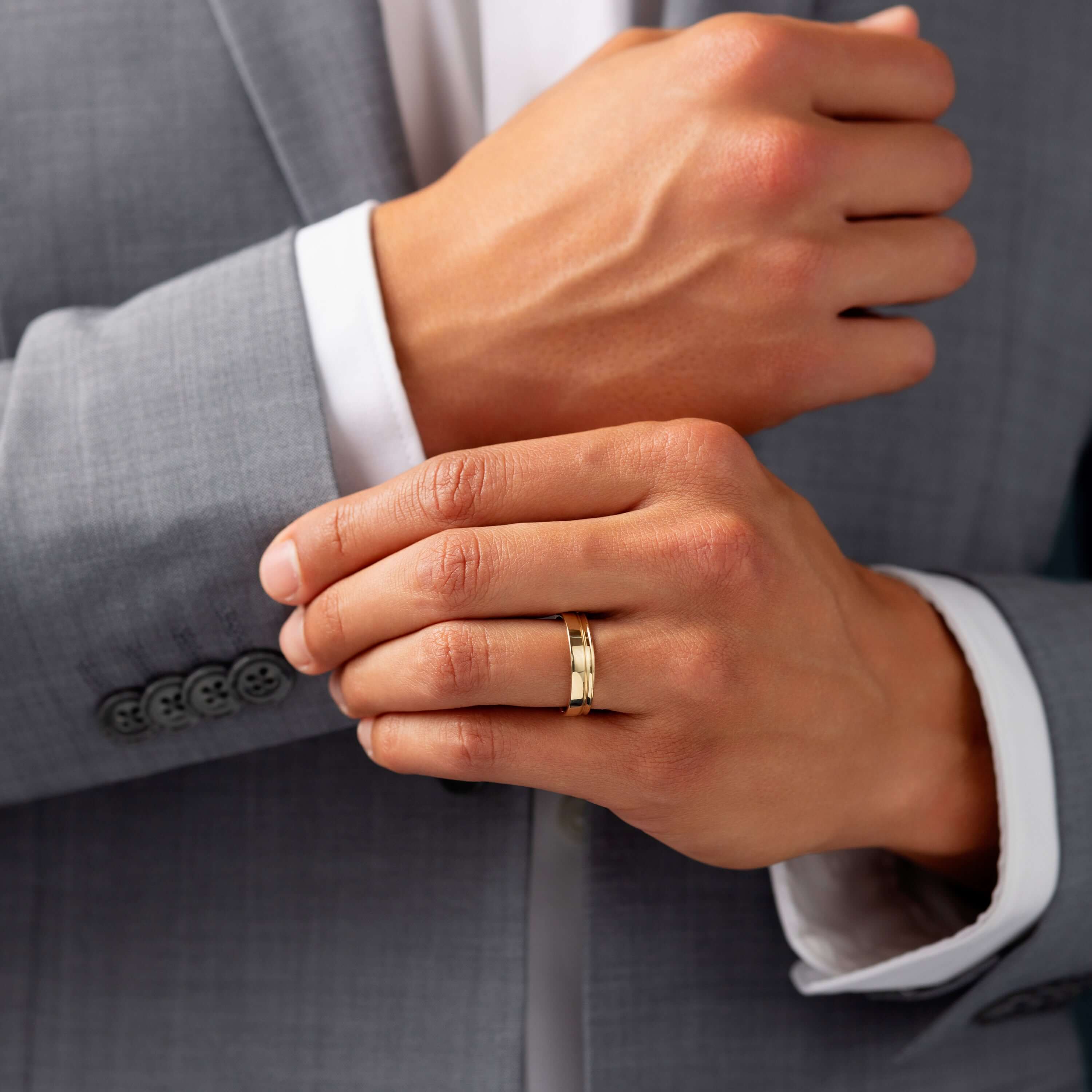 Double Sideline Band | Gold Men's Wedding Band from Melanie Casey
