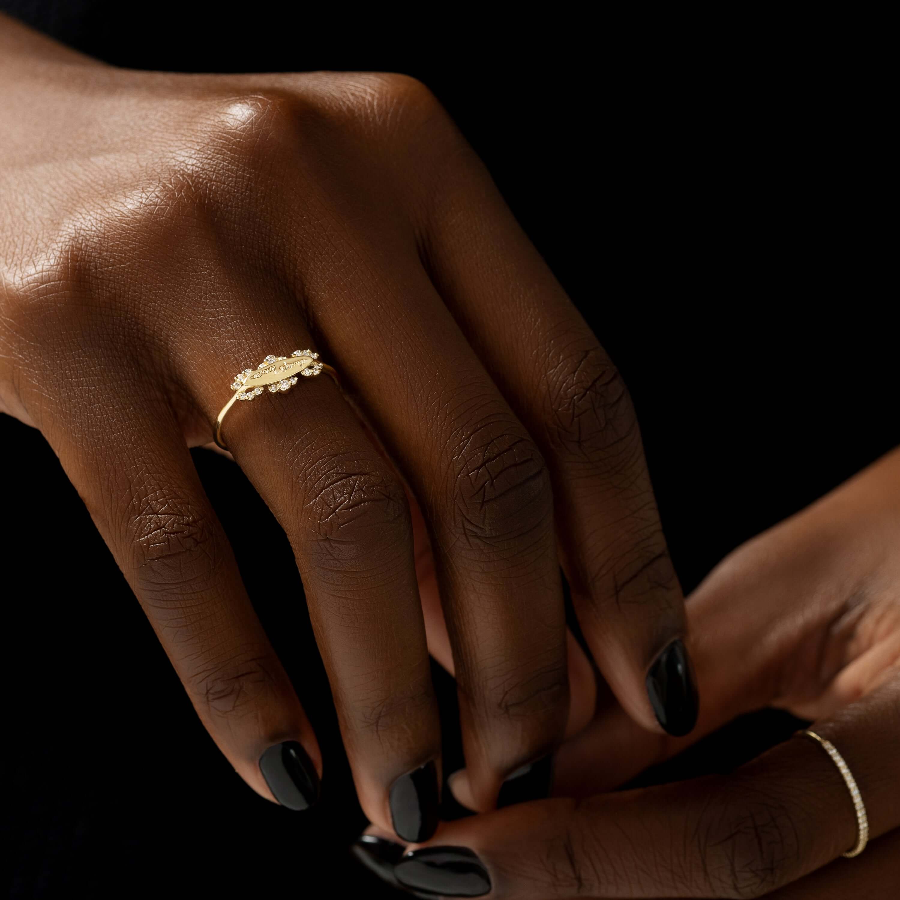 Filigree Signet Ring with Diamonds - Custom Handwriting Engraving by ...