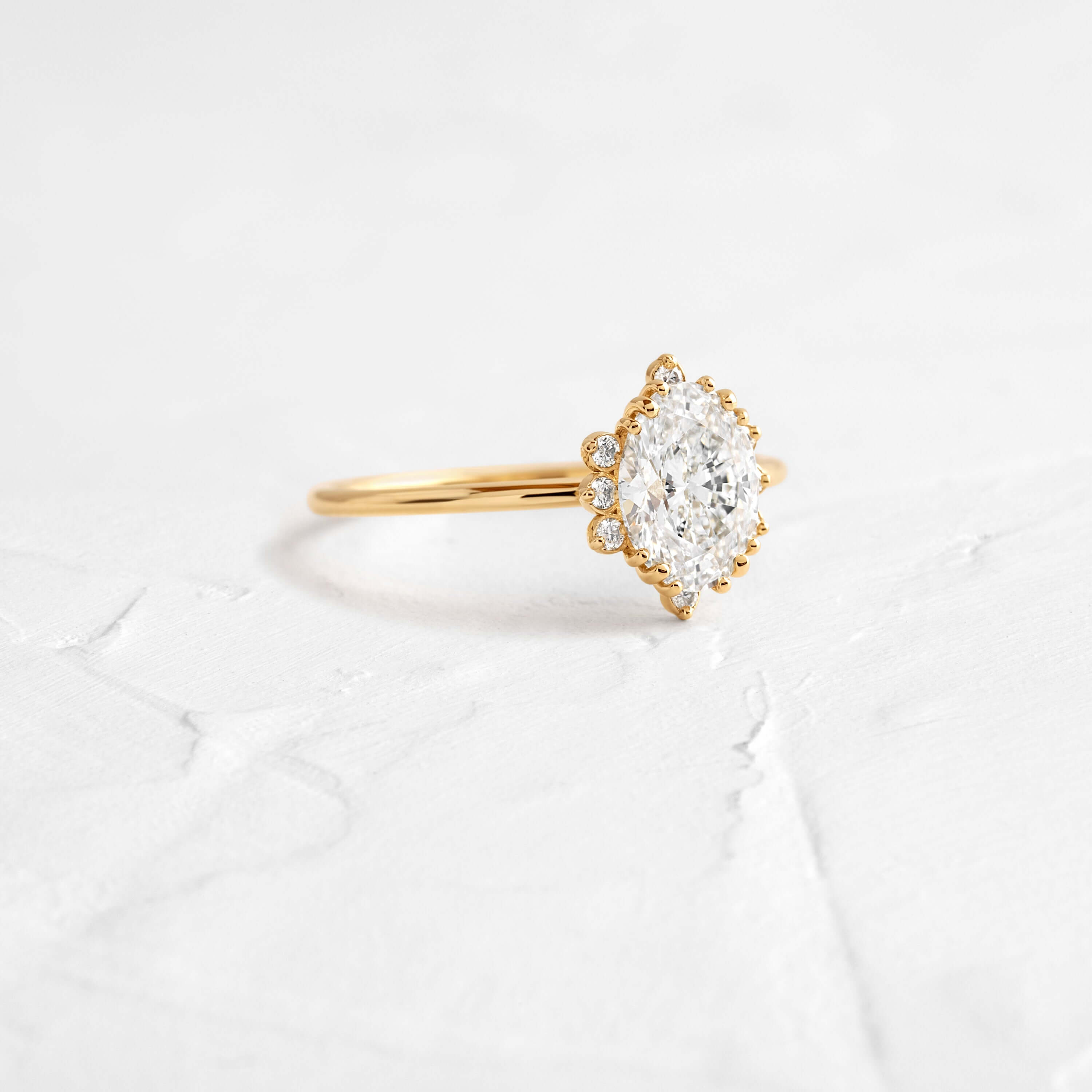 Threaded Ring with Halo, Oval Cut | Melanie Casey Fine Jewelry