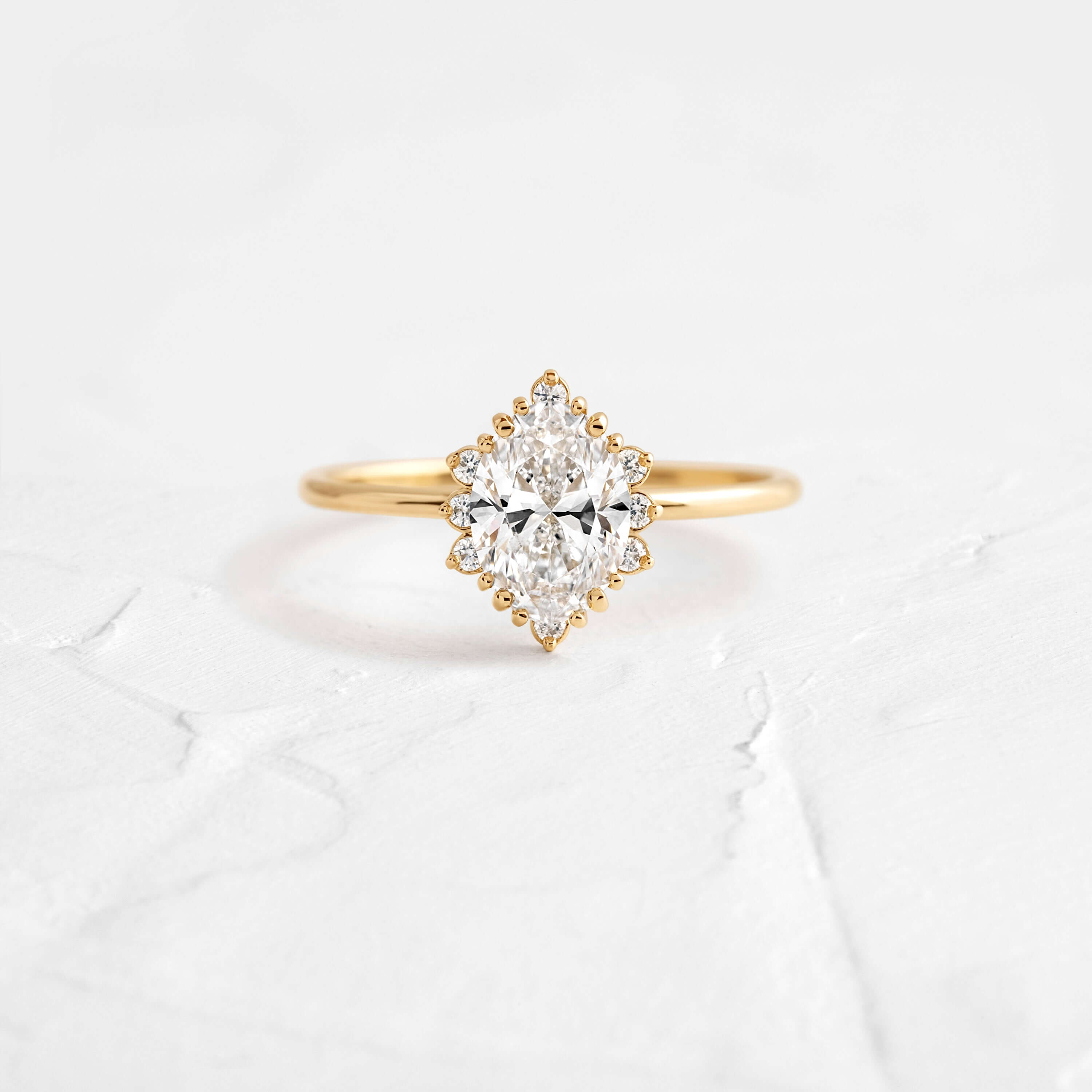 Threaded Ring with Halo, Oval Cut | Melanie Casey Fine Jewelry