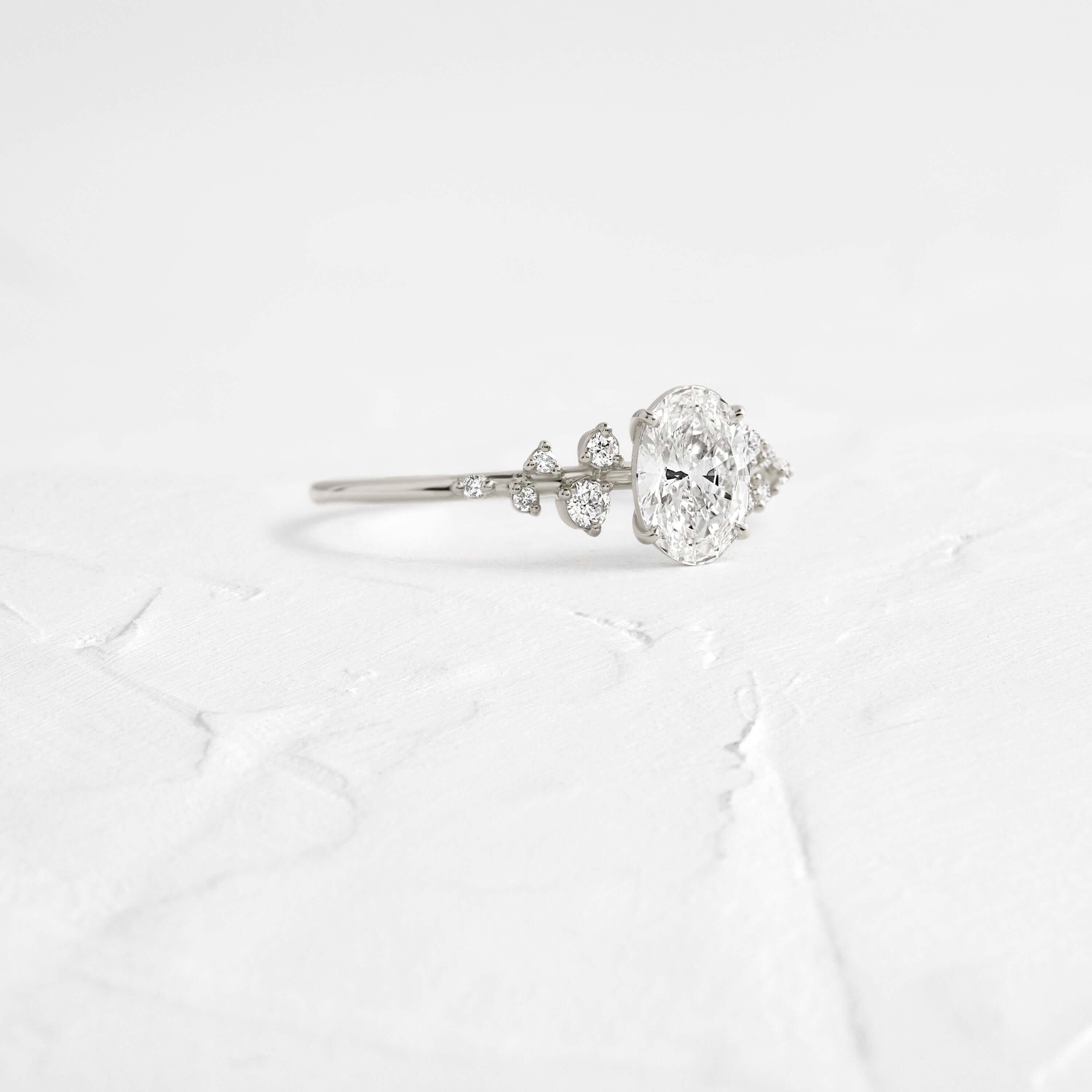 Snowdrift Ring in Oval Cut Diamond | Diamond Cluster Engagement Ring ...