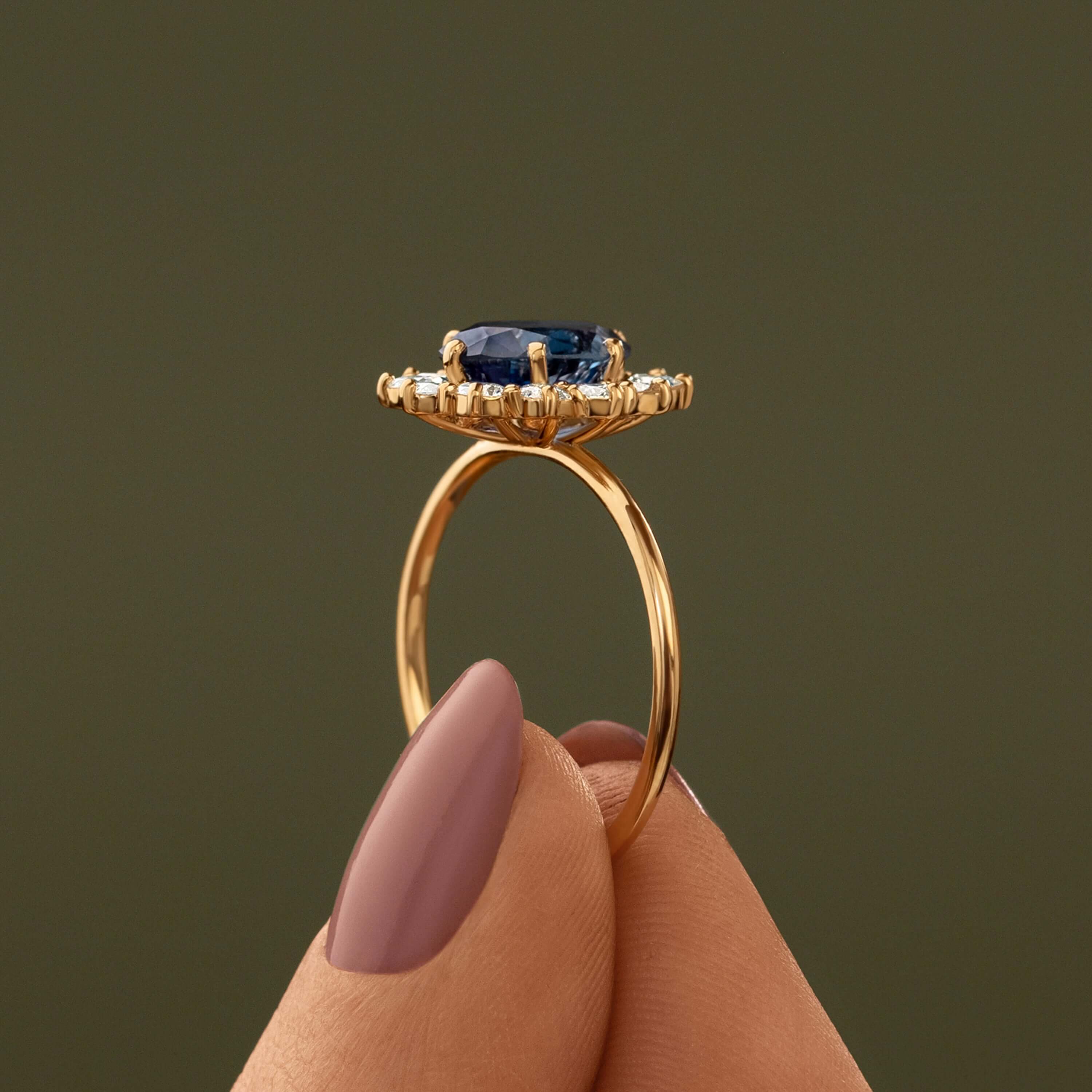 oval blue ring