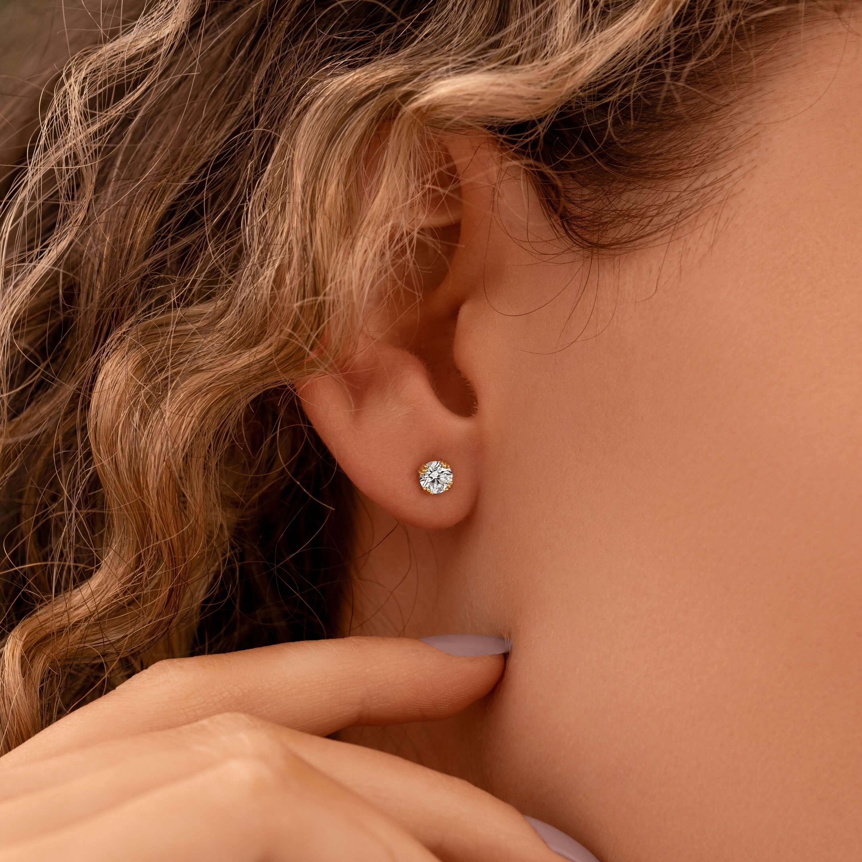 Threaded Studs, Round Cut | Delicate Earrings from Melanie Casey