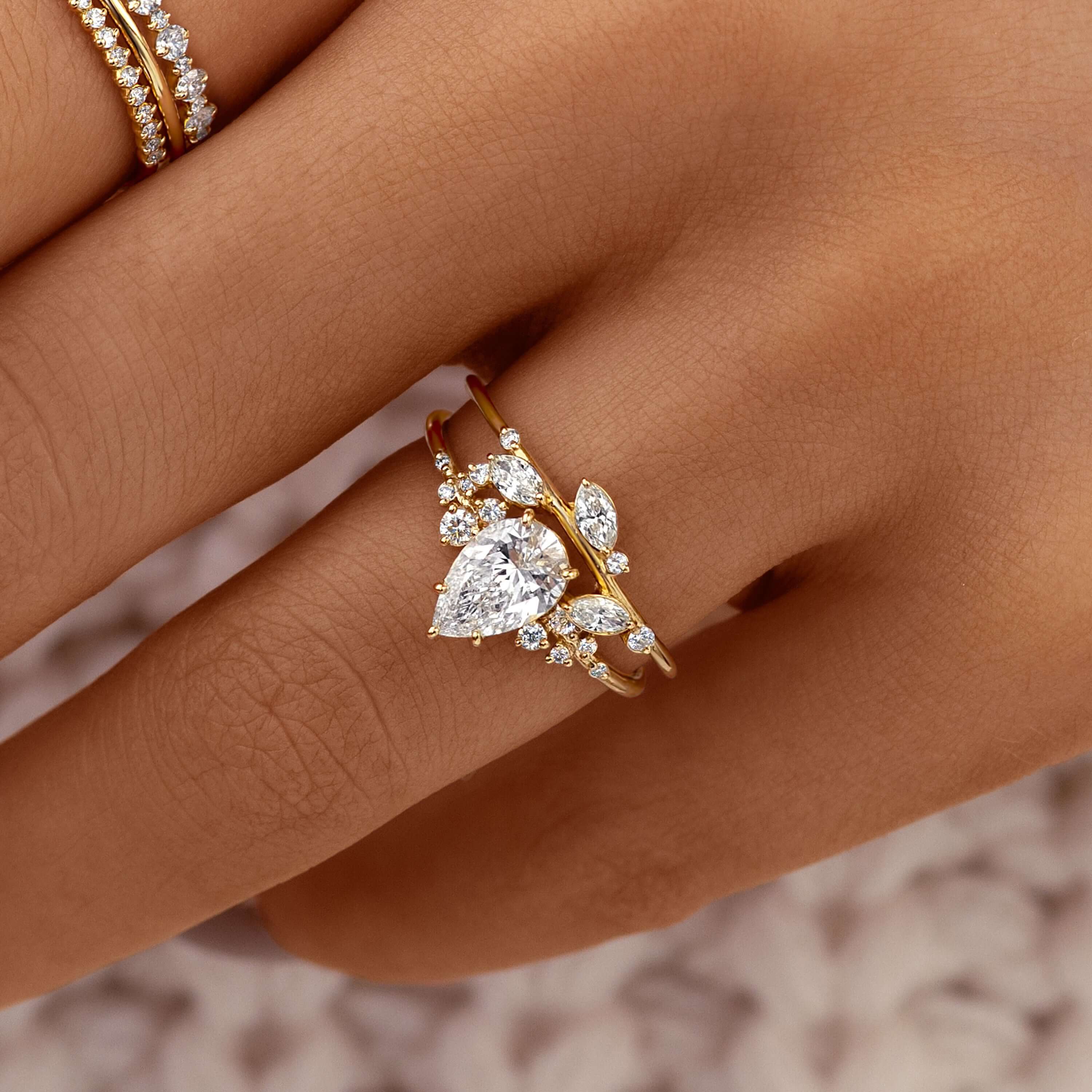 Snowdrift Ring, Pear Cut Diamond | Melanie Casey